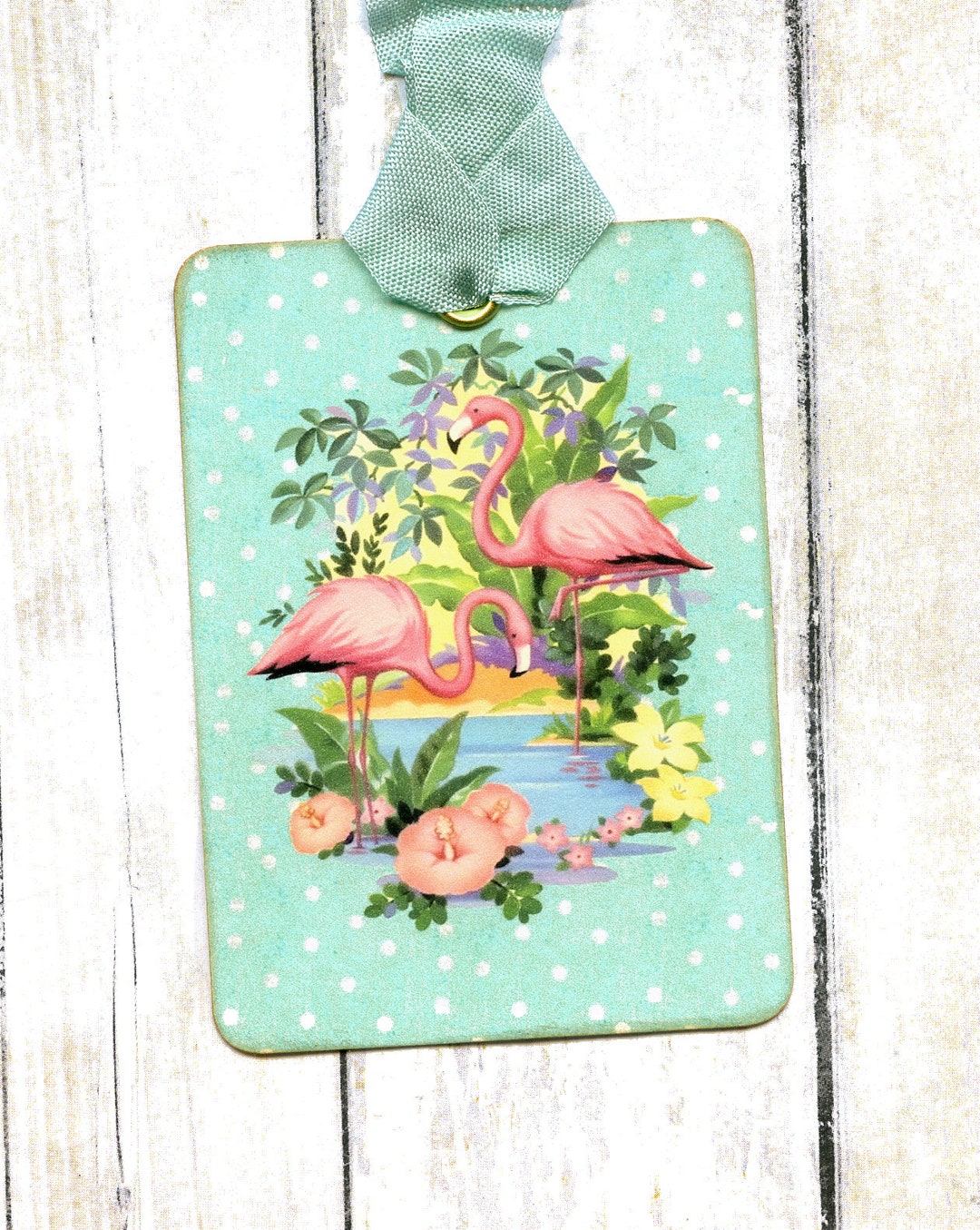 Retro Pink Flamingo Gift or Scrapbook Tags or Magnet 459 - Etsy