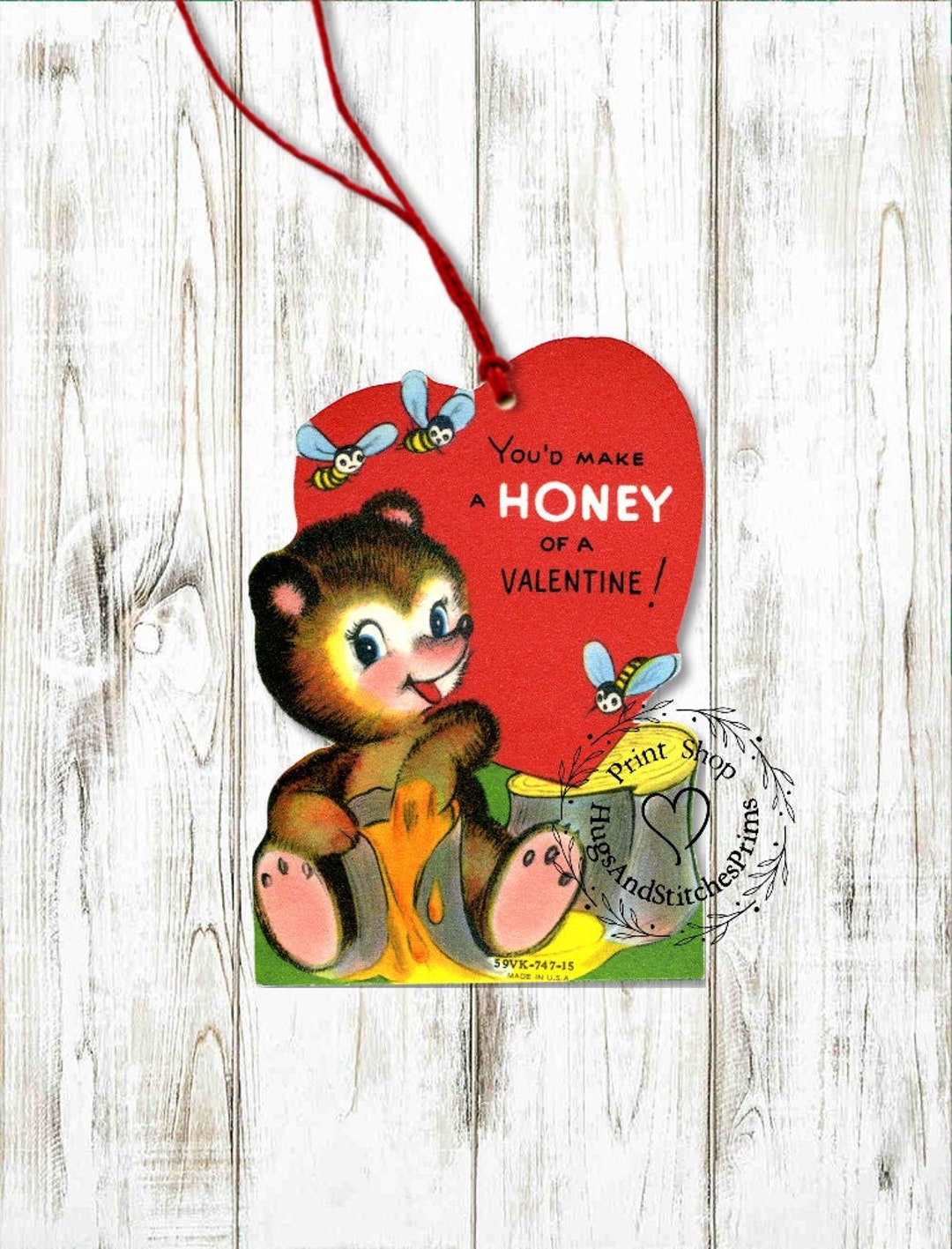 Retro You'd Make A Honey of A Valentine Bear Bee Gift Tags or Scrapbook ...