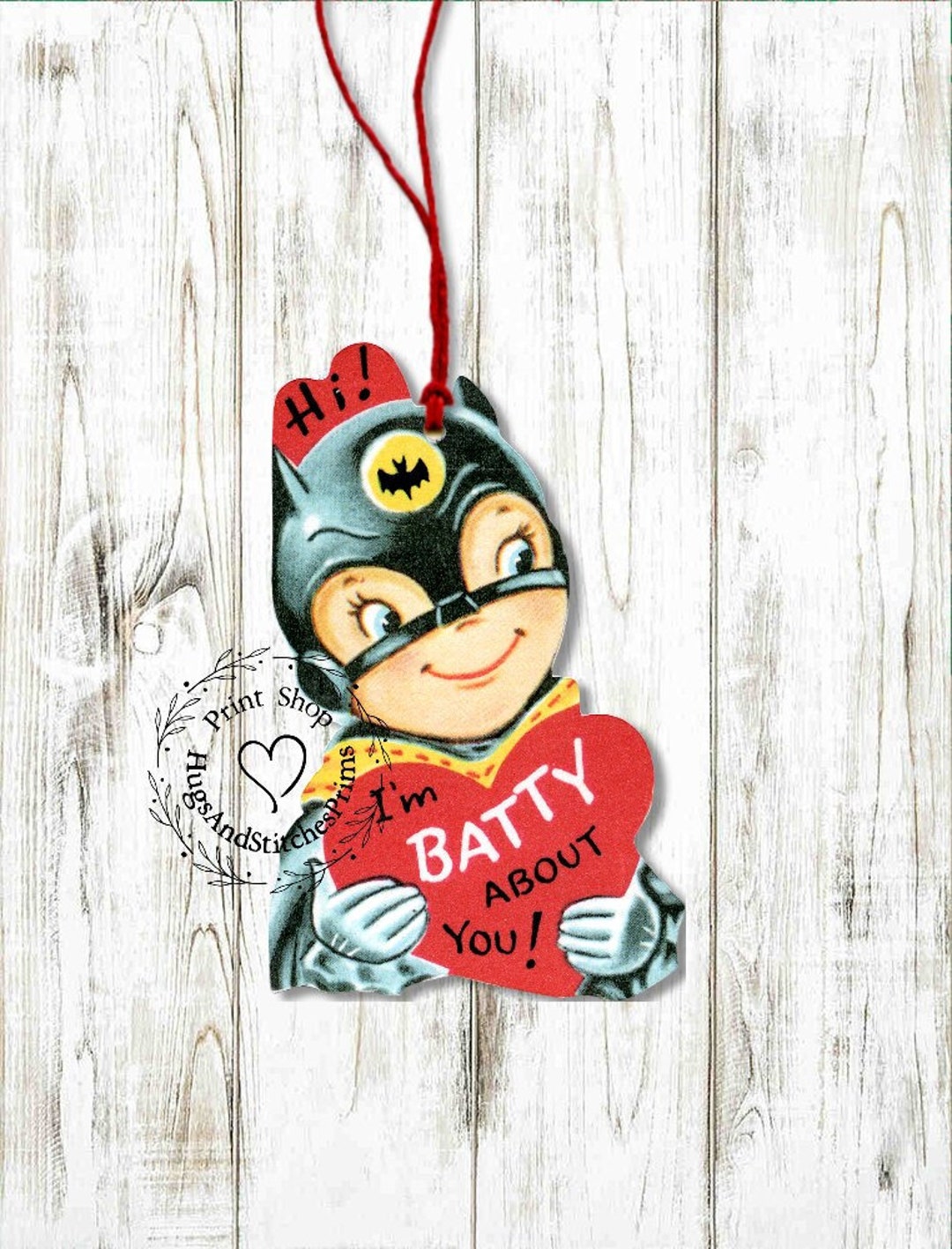 Retro I'm Batty About You Bat Boy Bat Man Valentine Gift or Scrapbook ...