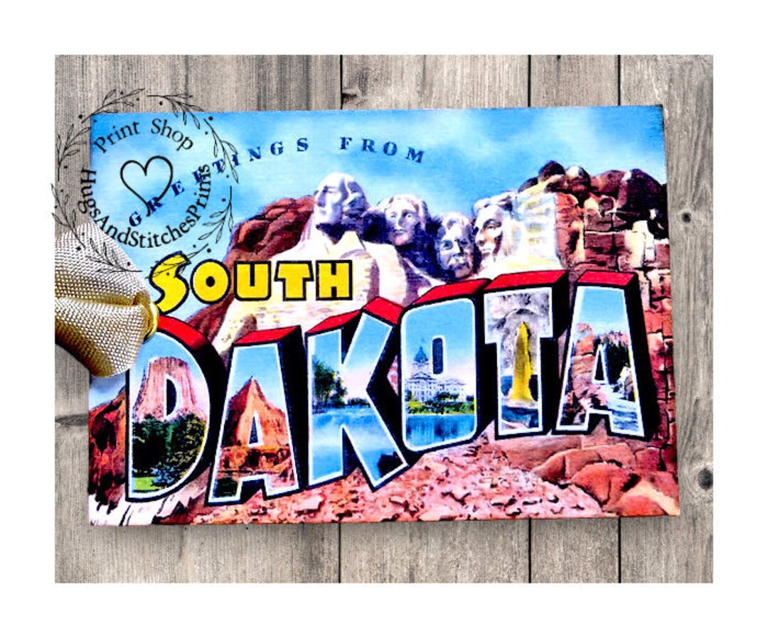 Greetings From South Dakota Large Letter Souvenir Postcard Gift or ...