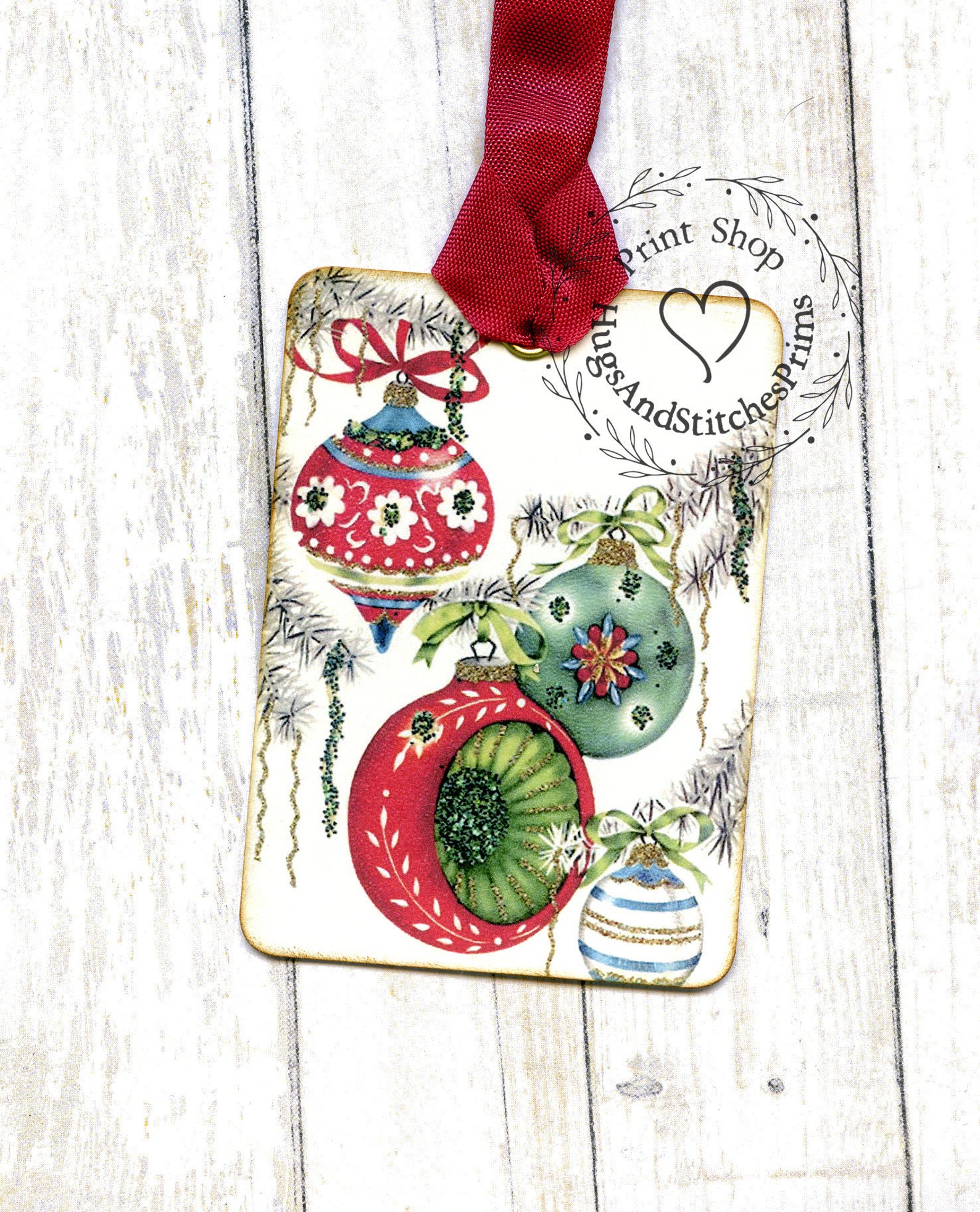 Retro Christmas Bulb Ornaments Gift or Scrapbook Tags or - Etsy