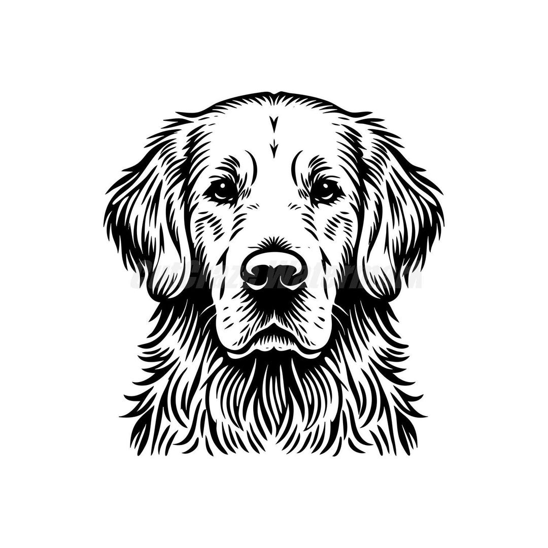 Vector Stencil Golden Retrievers Svg Dxf and Png Files - Instant ...