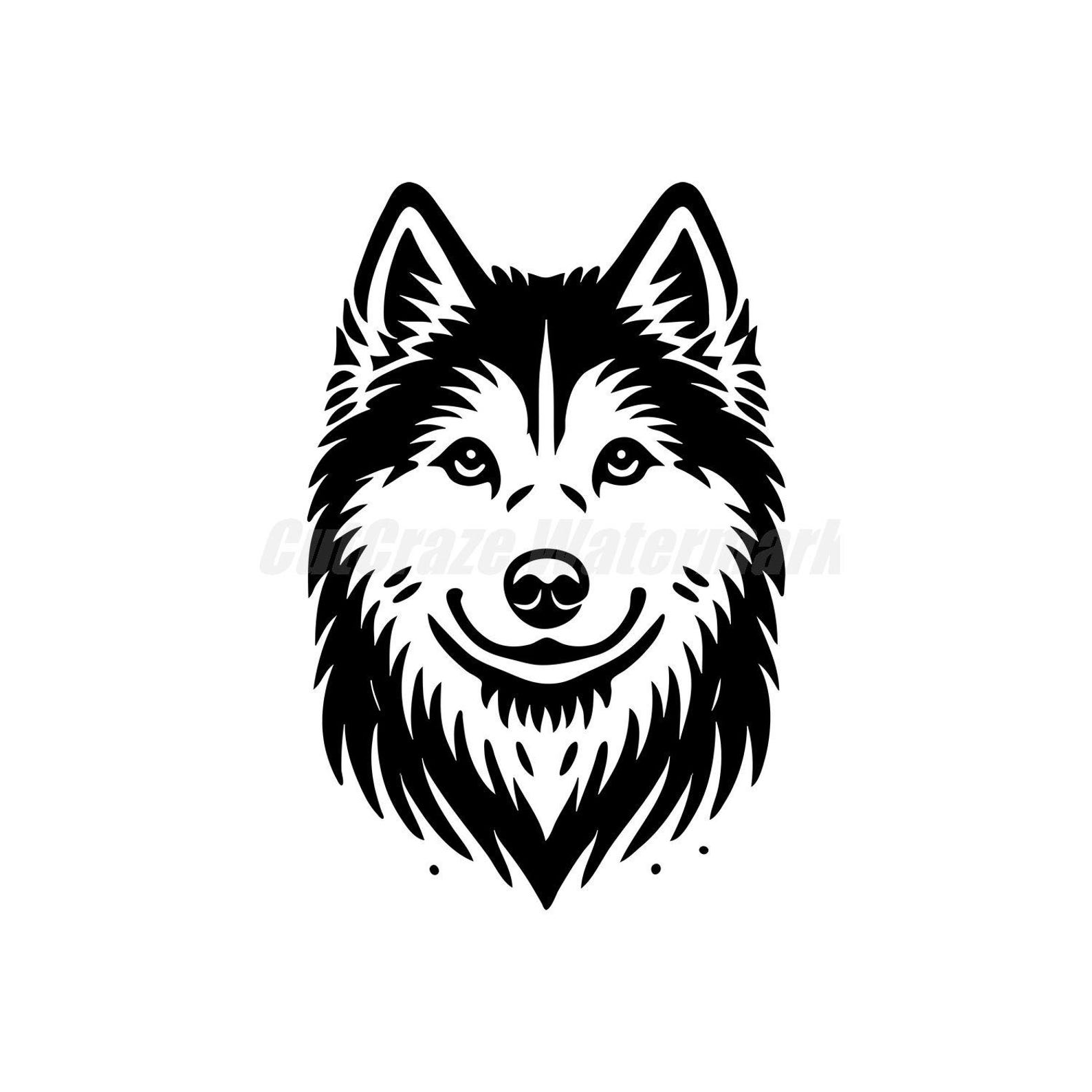Vector Stencil Siberian Husky Svg Dxf and Png Files - Instant Digital ...