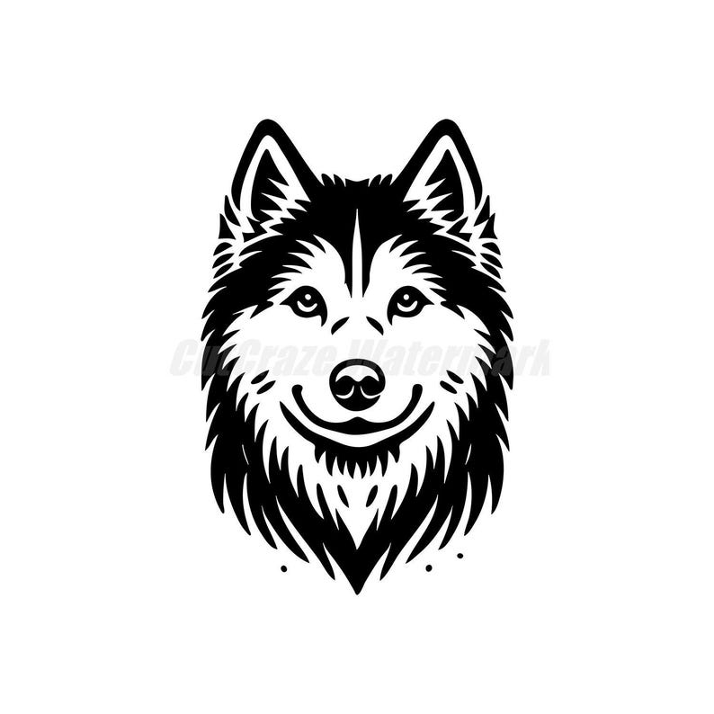 Vector Stencil Siberian Husky Svg Dxf and Png Files - Instant Digital ...