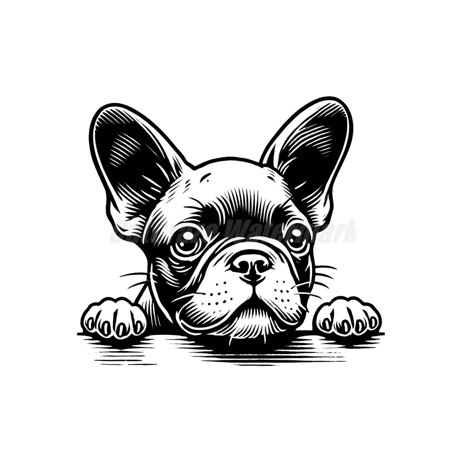 Peeking French Bulldog Graphic Dog Pet Lover Frenchie Svg Dxf and Png ...
