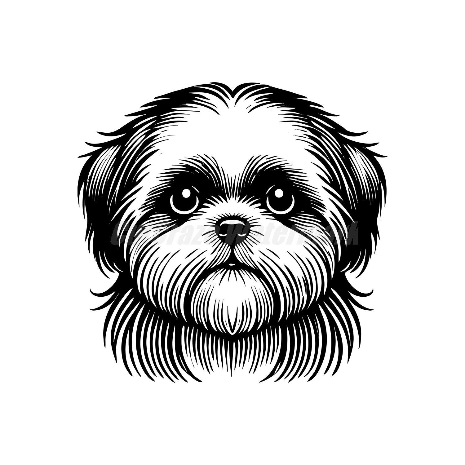 Vector Stencil Shih Tzu (2) Svg Dxf and Png Files - Instant Digital ...