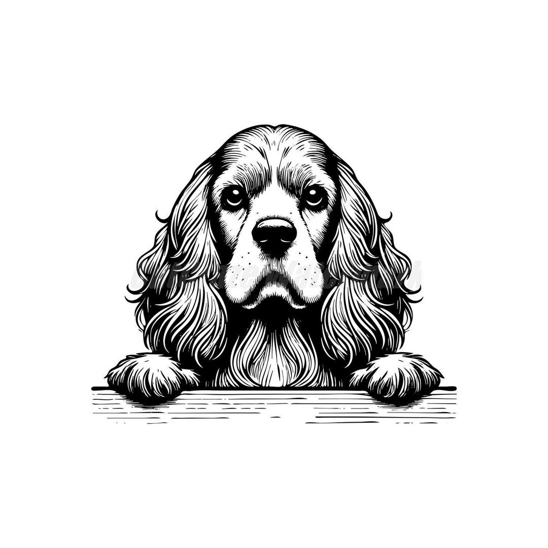 Cocker Spaniel in a Peeking Pose Svg Dxf and Png Files - Instant ...