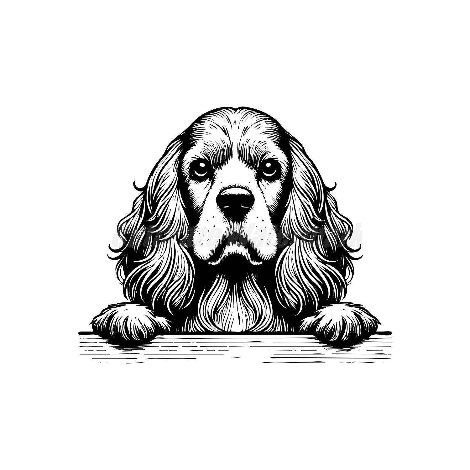 Cocker Spaniel in a Peeking Pose Svg Dxf and Png Files - Instant ...