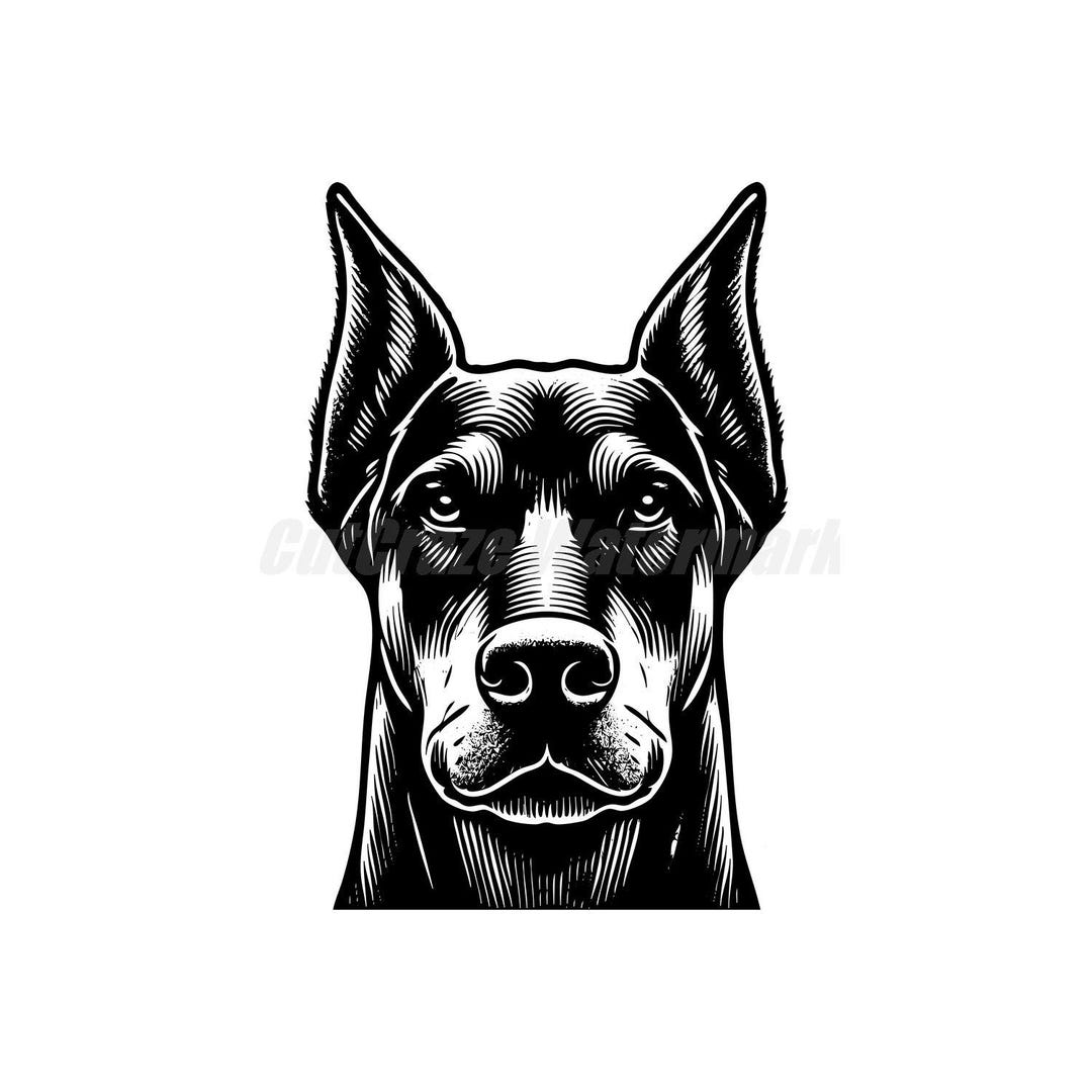 Vector Stencil Doberman Pinscher Svg Dxf and Png Files - Instant ...