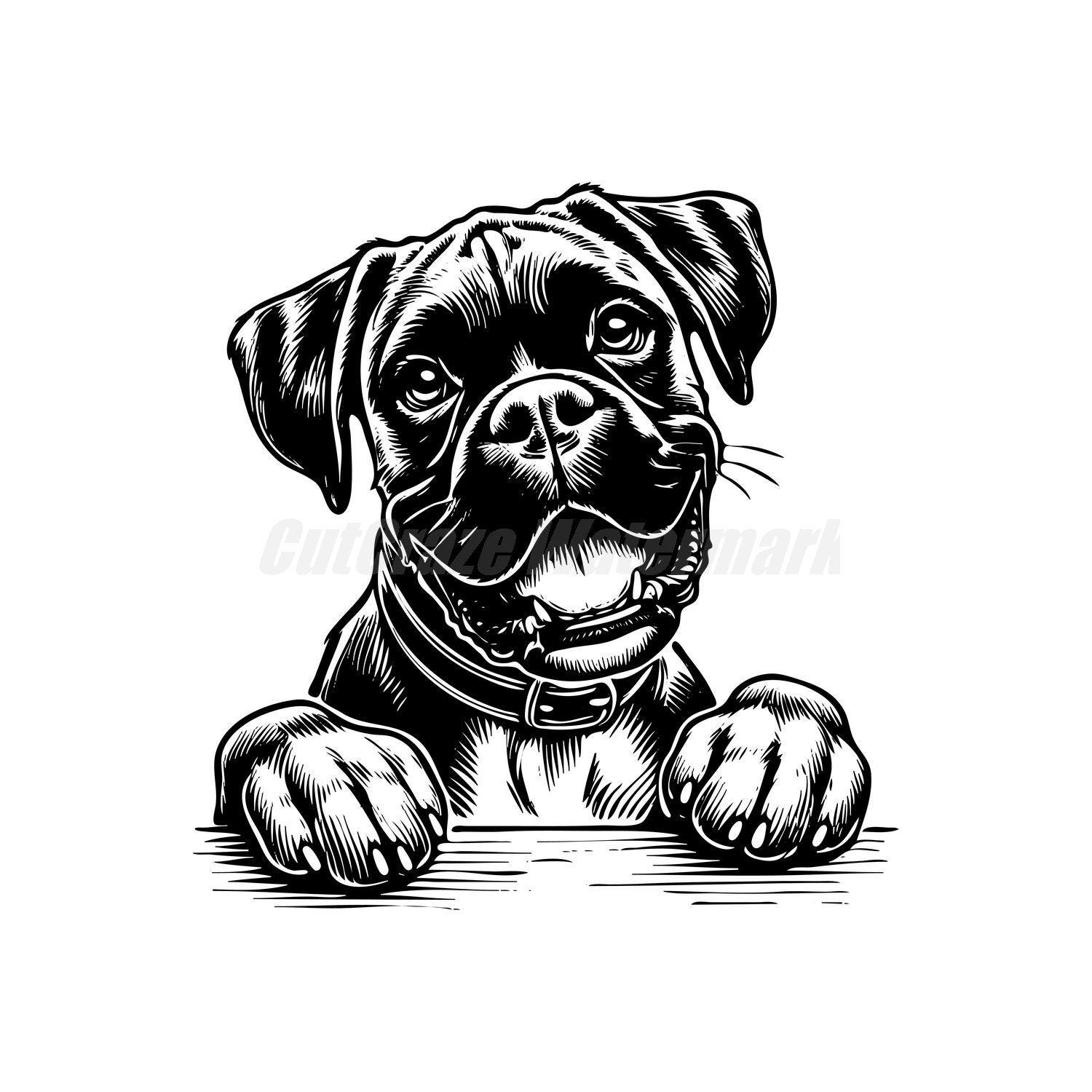 Peeking Cute Boxer Svg Dxf and Png Files - Instant Digital Downloads - Etsy