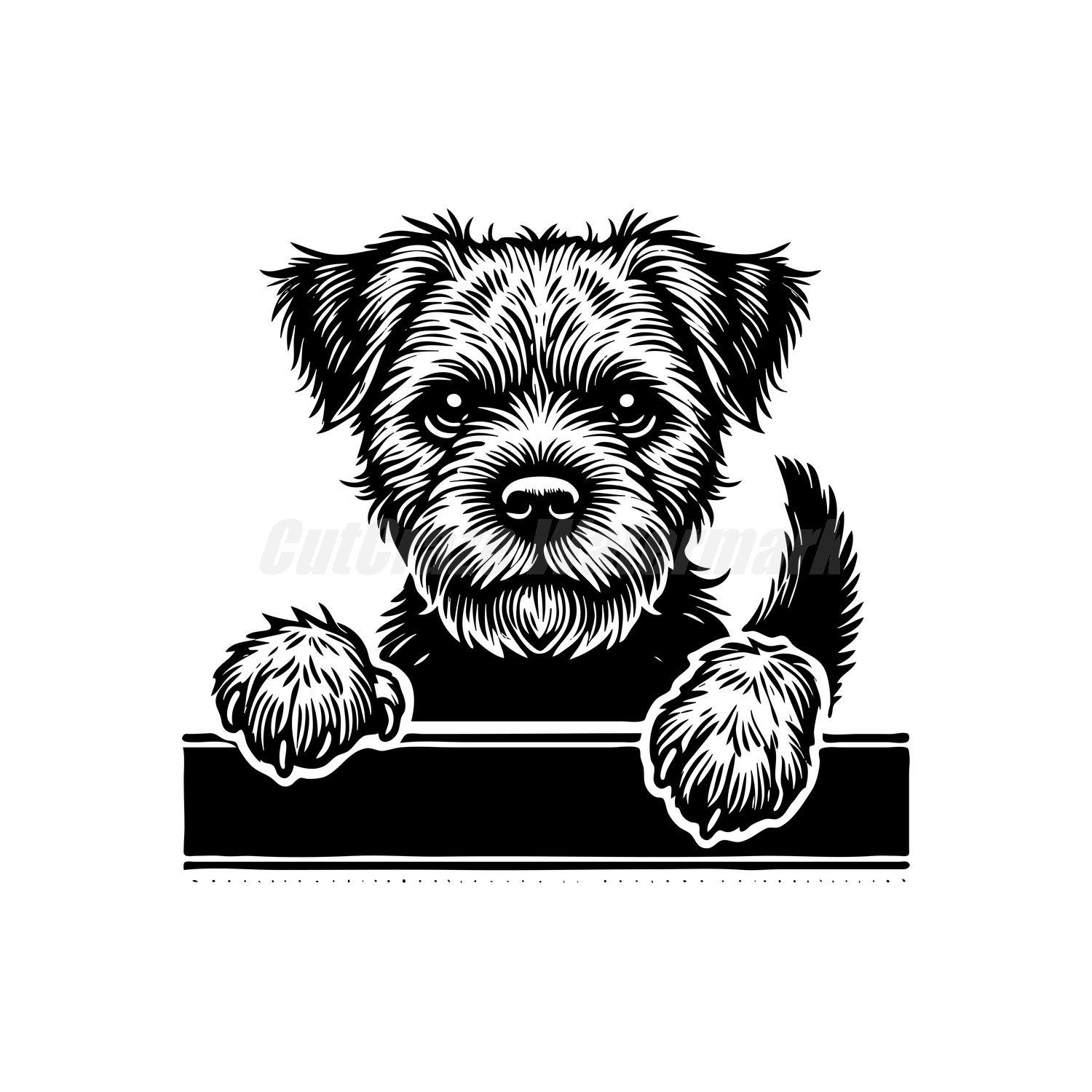 Cute Peeking Border Terrier Svg Dxf and Png Files - Instant Digital ...