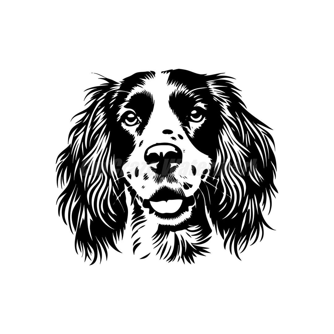A Stencil-style English Springer Spaniel Dog Svg Dxf and Png Files ...