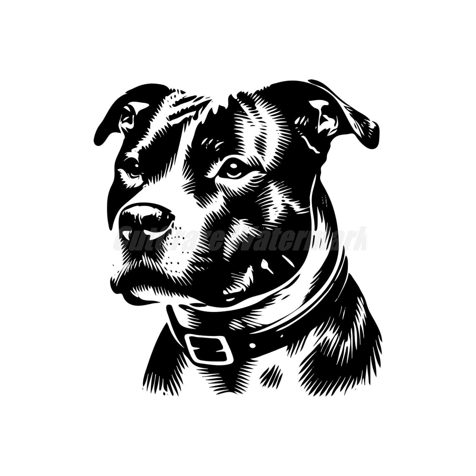 A Stencil-style American Staffordshire Terrier Svg Dxf and Png Files ...