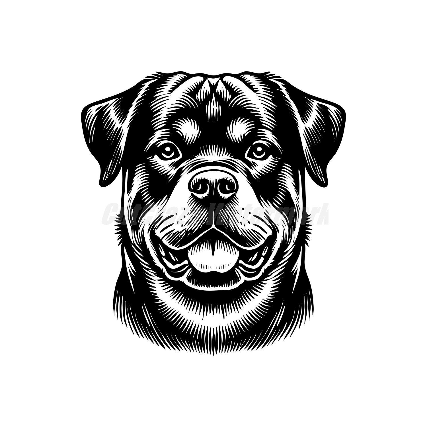 Vector Stencil Rottweiler Svg Dxf and Png Files - Instant Digital ...