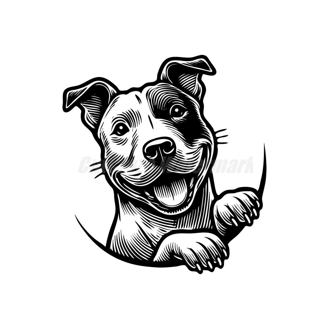Happy Peeking Pose Bull Terrier Svg Dxf and Png Files - Instant Digital ...