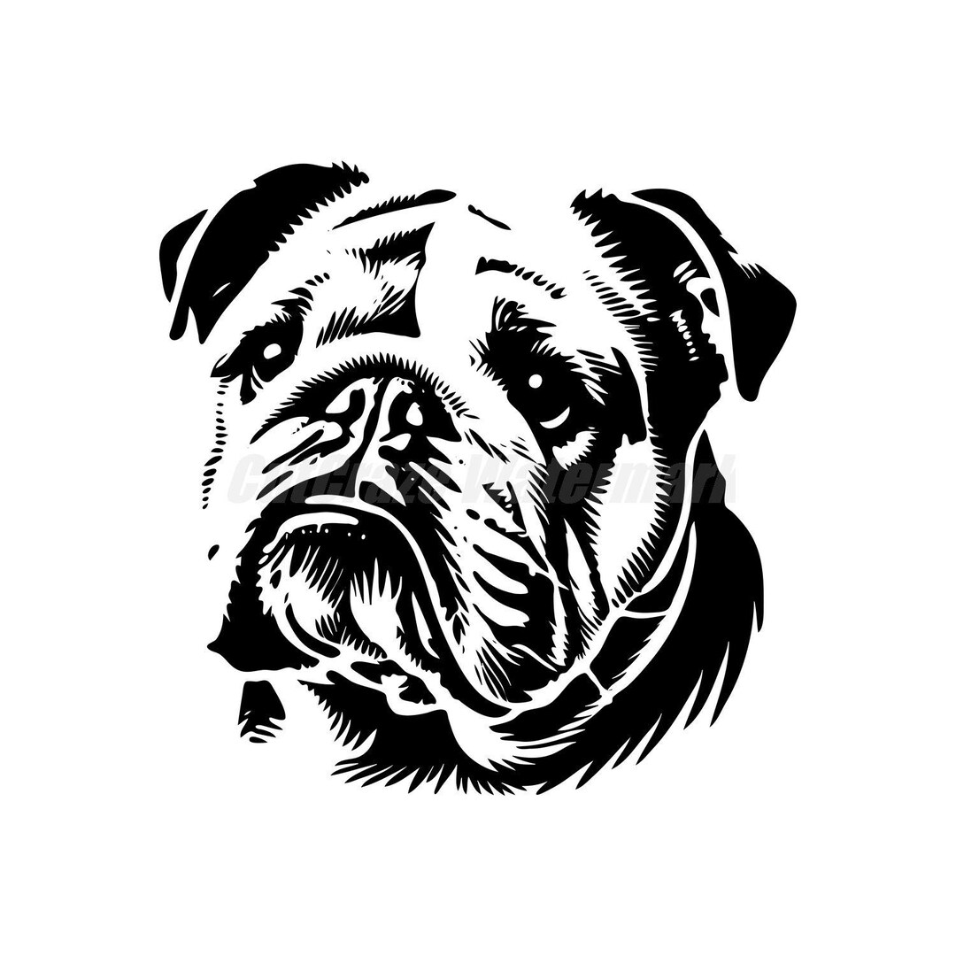 A Stencil-style English Bulldog Svg Dxf and Png Files - Instant Digital ...