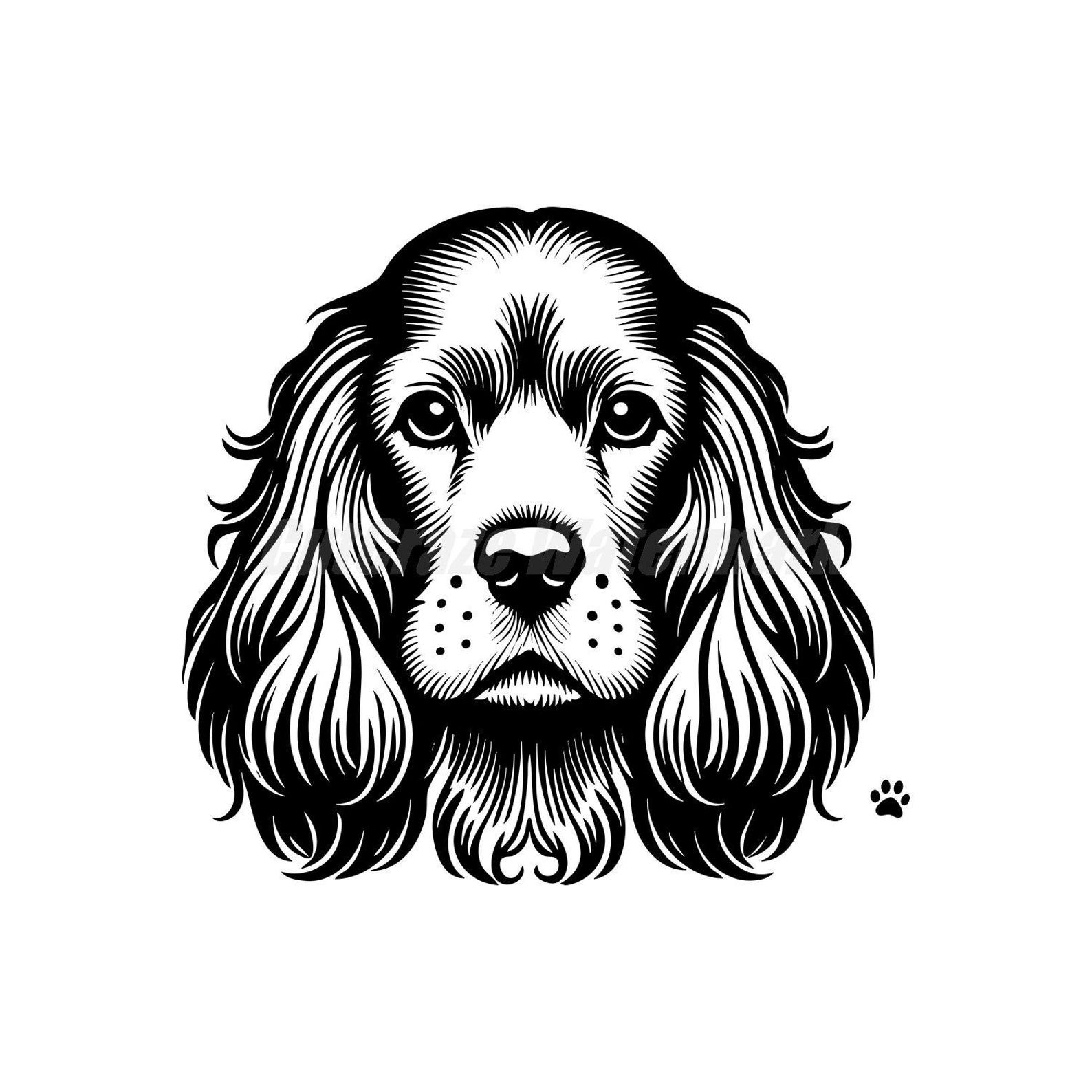 Vector Stencil Cocker Spaniel Svg Dxf and Png Files - Instant Digital ...
