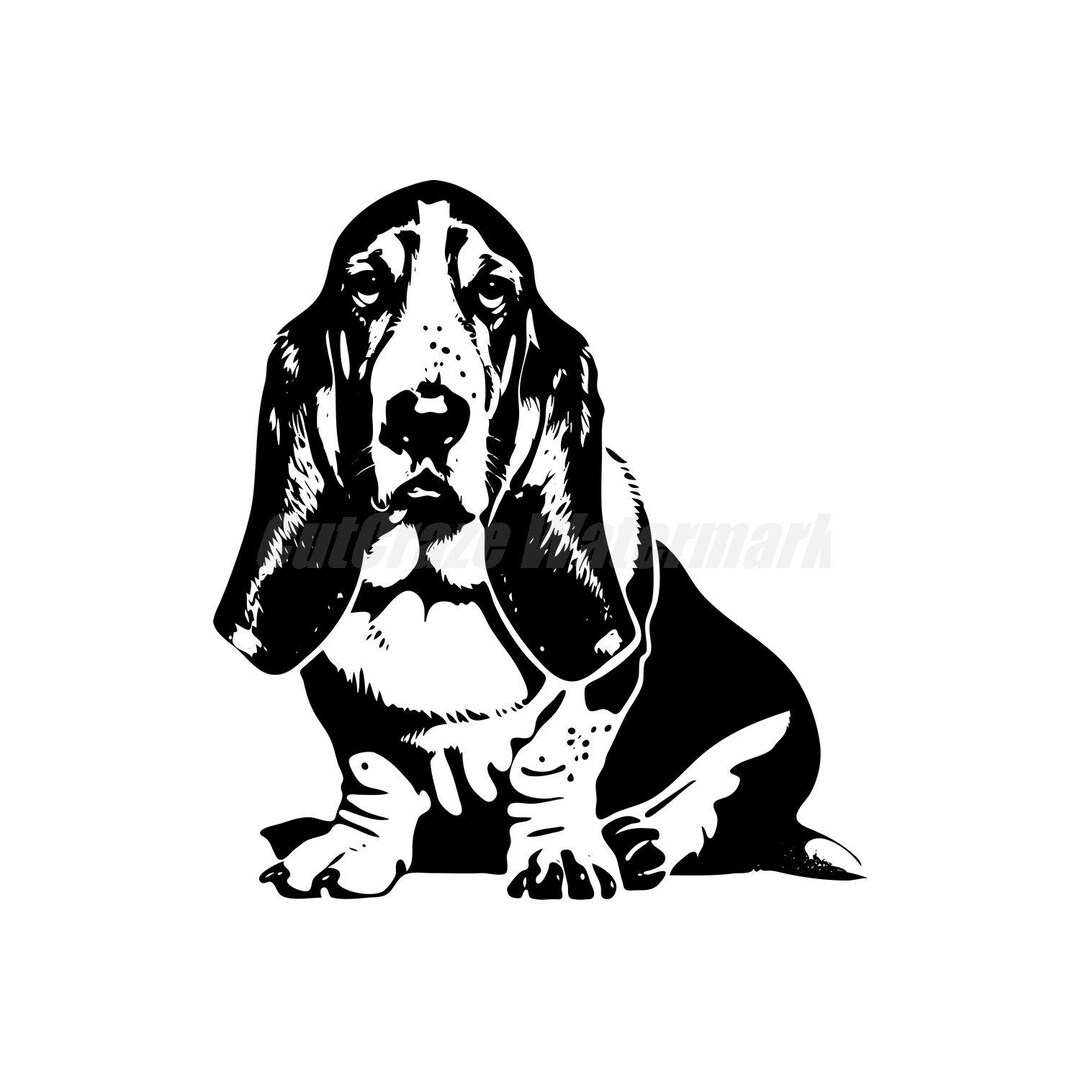 A Stencil-style Basset Hound Svg Dxf and Png Files - Instant Digital ...
