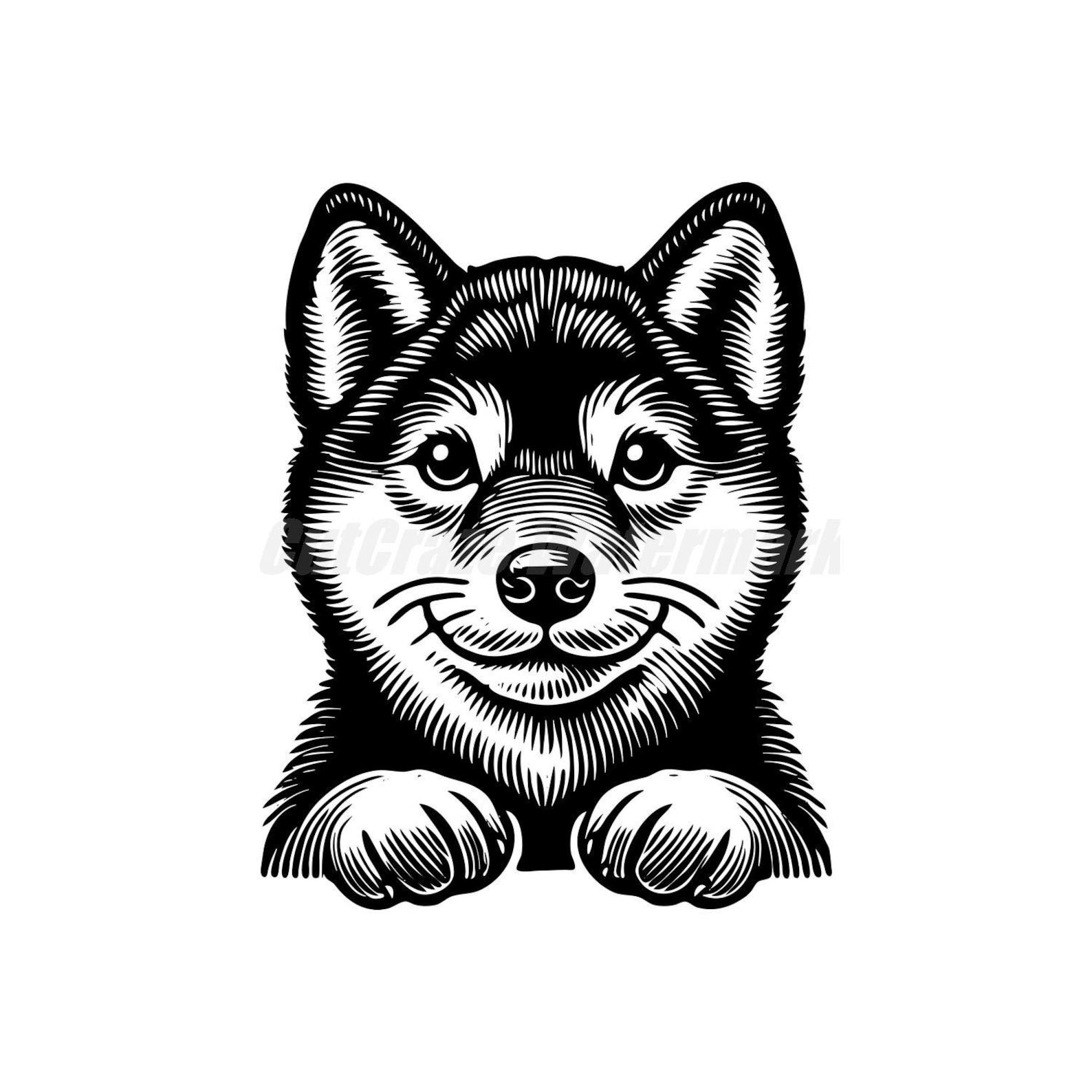 Cute Peeking Pose Shiba Inu Dog Svg Dxf and Png Files - Instant Digital ...