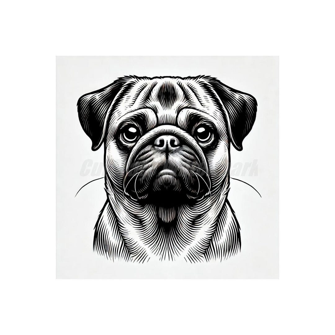 Adorable Litte Pug Dog Svg Dxf and Png Files - Instant Digital ...