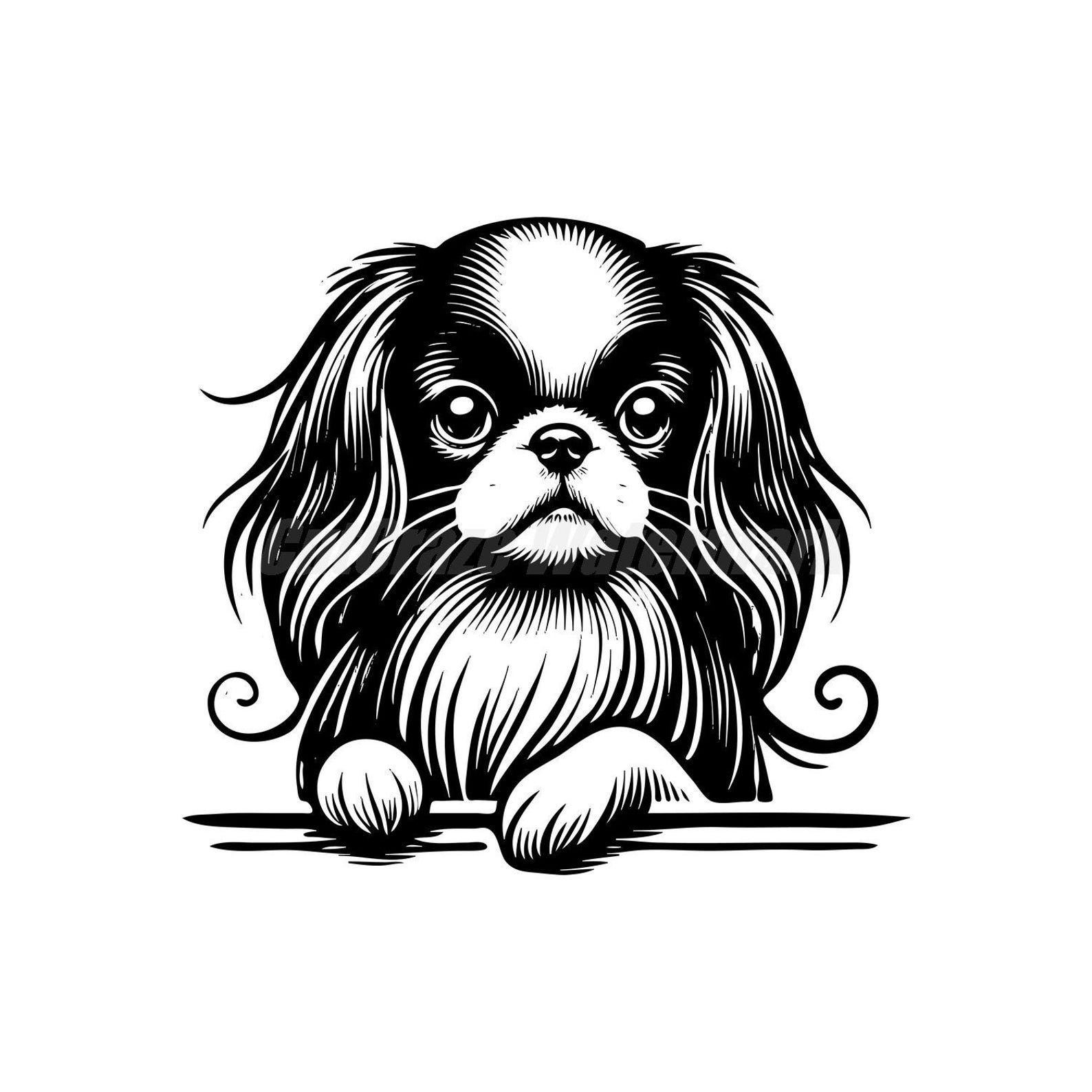 Cute Peeking Pose Japanese Chin Svg Dxf and Png Files - Instant Digital ...