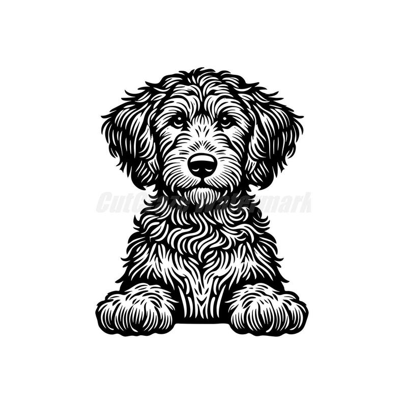 Cute Peeking Goldendoodle Dog Svg Dxf and Png Files - Instant Digital ...