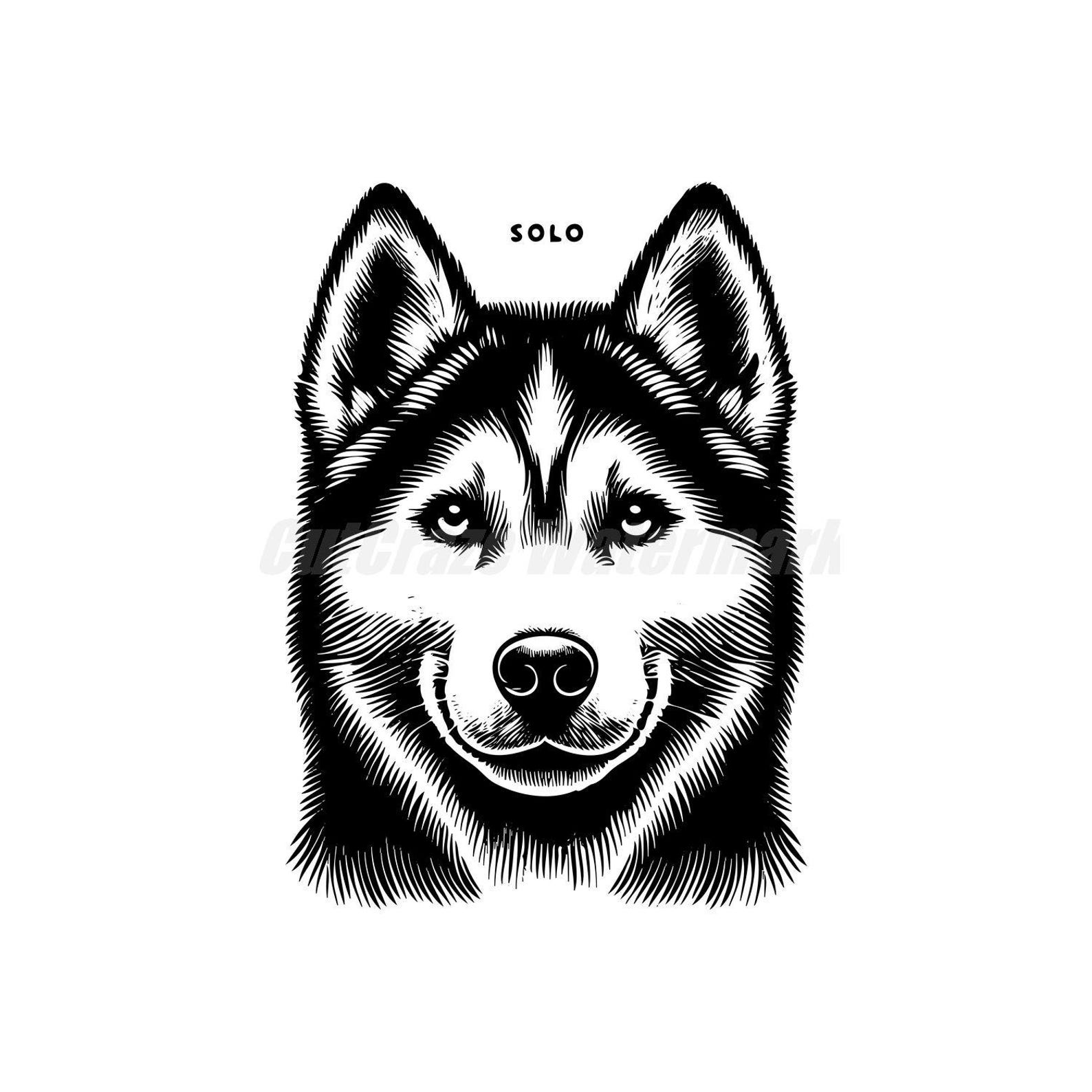 Vector Stencil Siberian Husky Svg Dxf and Png Files - Instant Digital ...