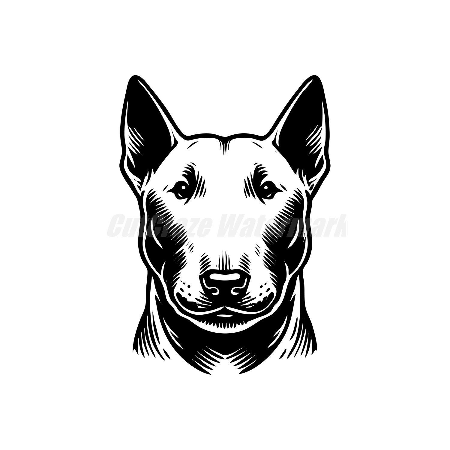 Vector Stencil Bull Terrier Svg Dxf and Png Files - Instant Digital ...