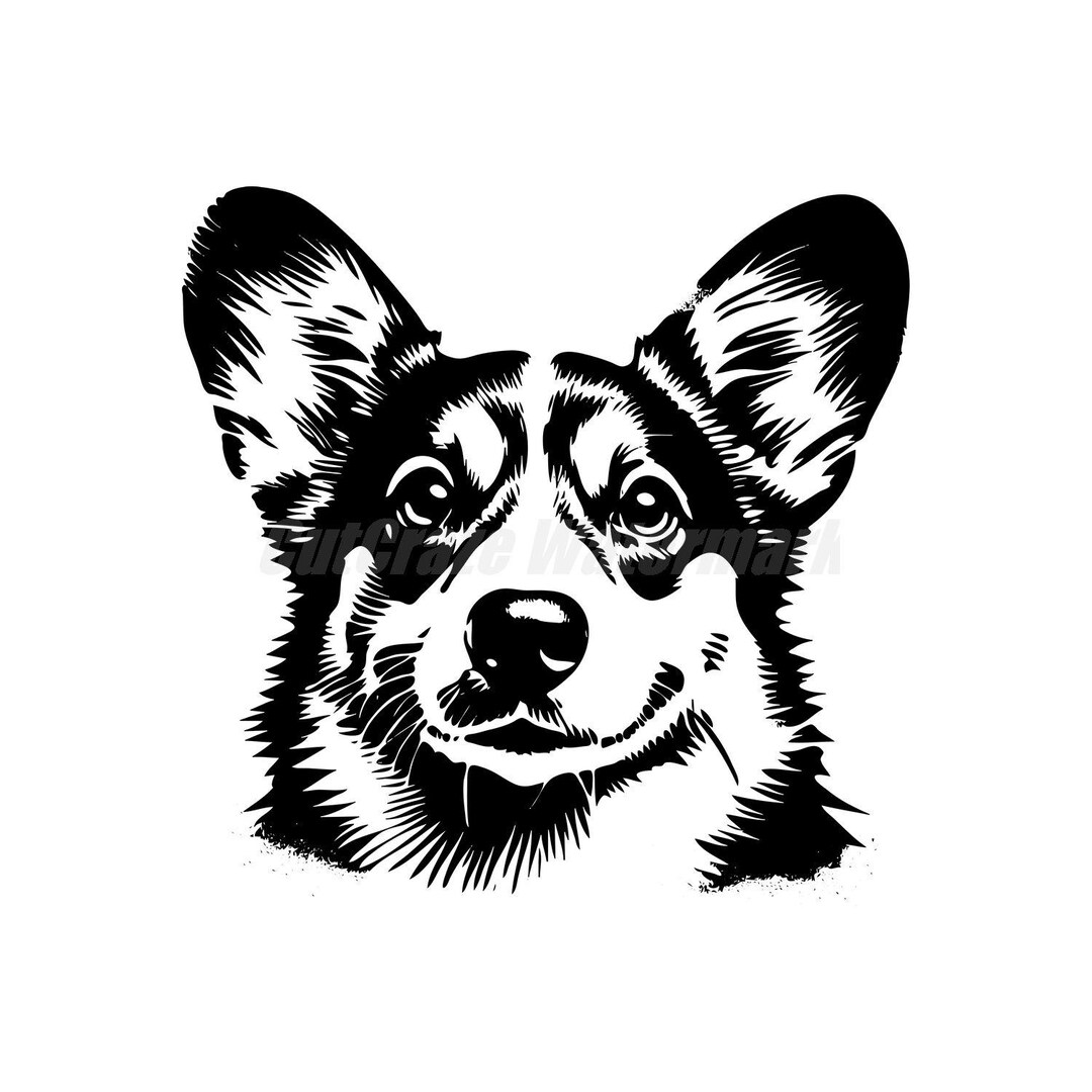 A Stencil-style Corgi Svg Dxf and Png Files - Instant Digital Downloads ...