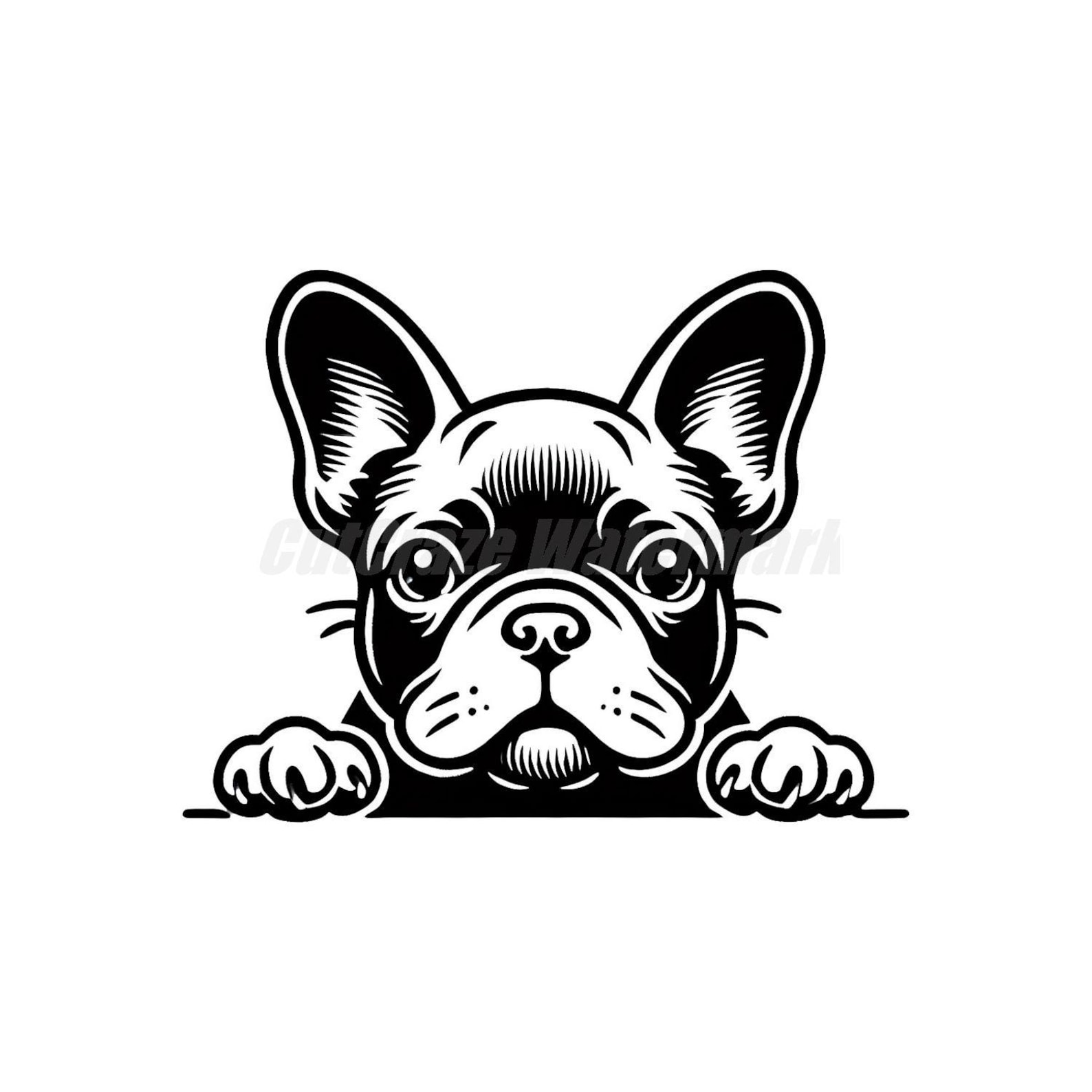 Peeking Cute Frenchie French Bulldog Dog Face Svg Dxf and Png Files ...