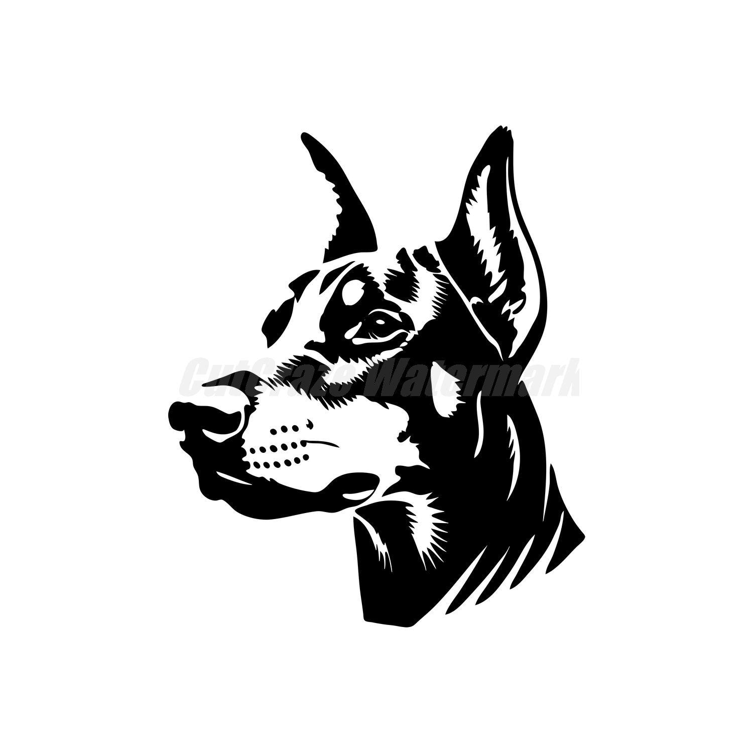 A Stencil-style Doberman Pinscher Svg Dxf and Png Files - Instant ...
