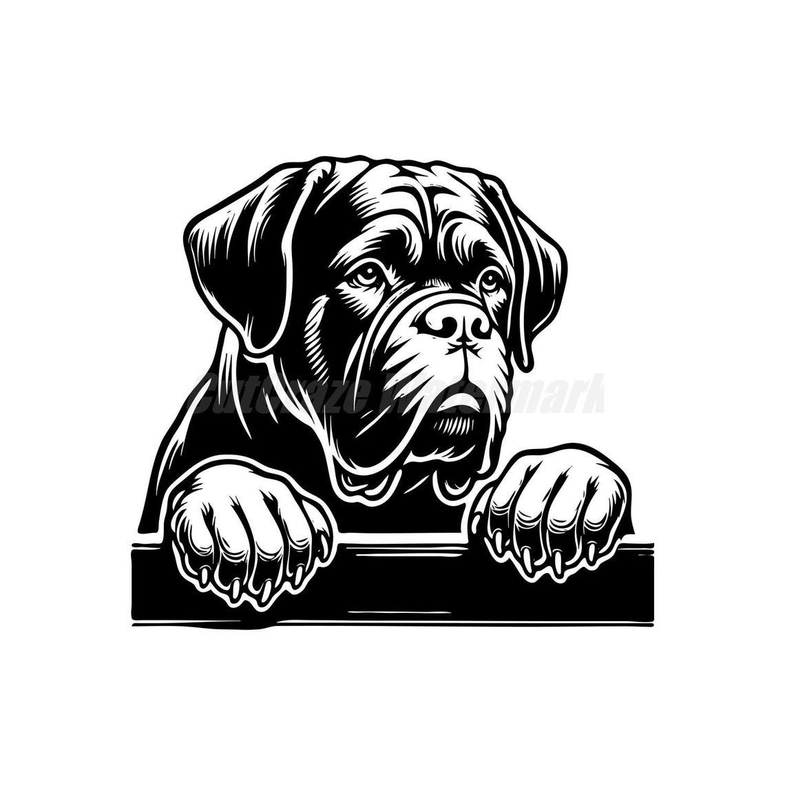 Peeking Pose Dogue De Bordeaux Svg Dxf and Png Files - Instant Digital ...