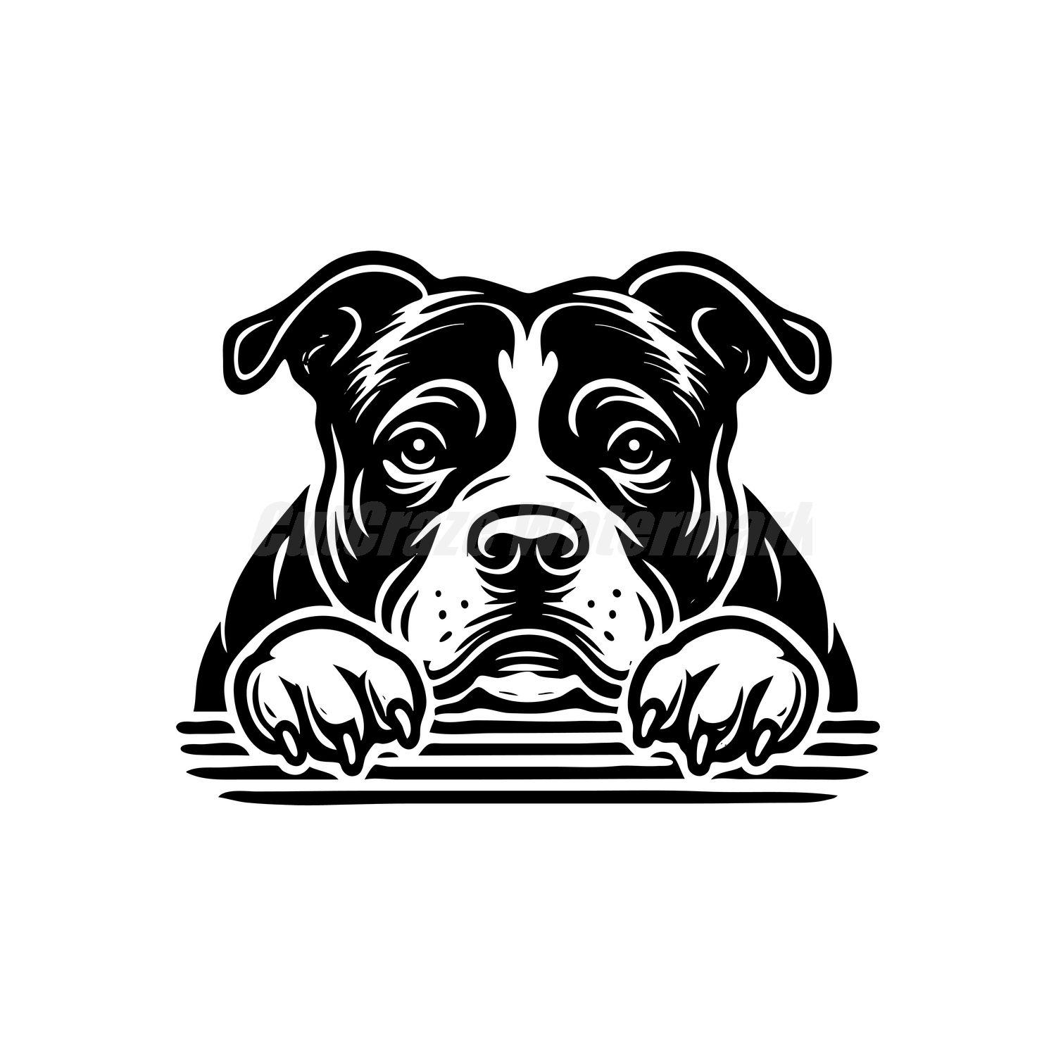 Cute Peeking American Bully Svg Dxf and Png Files - Instant Digital ...