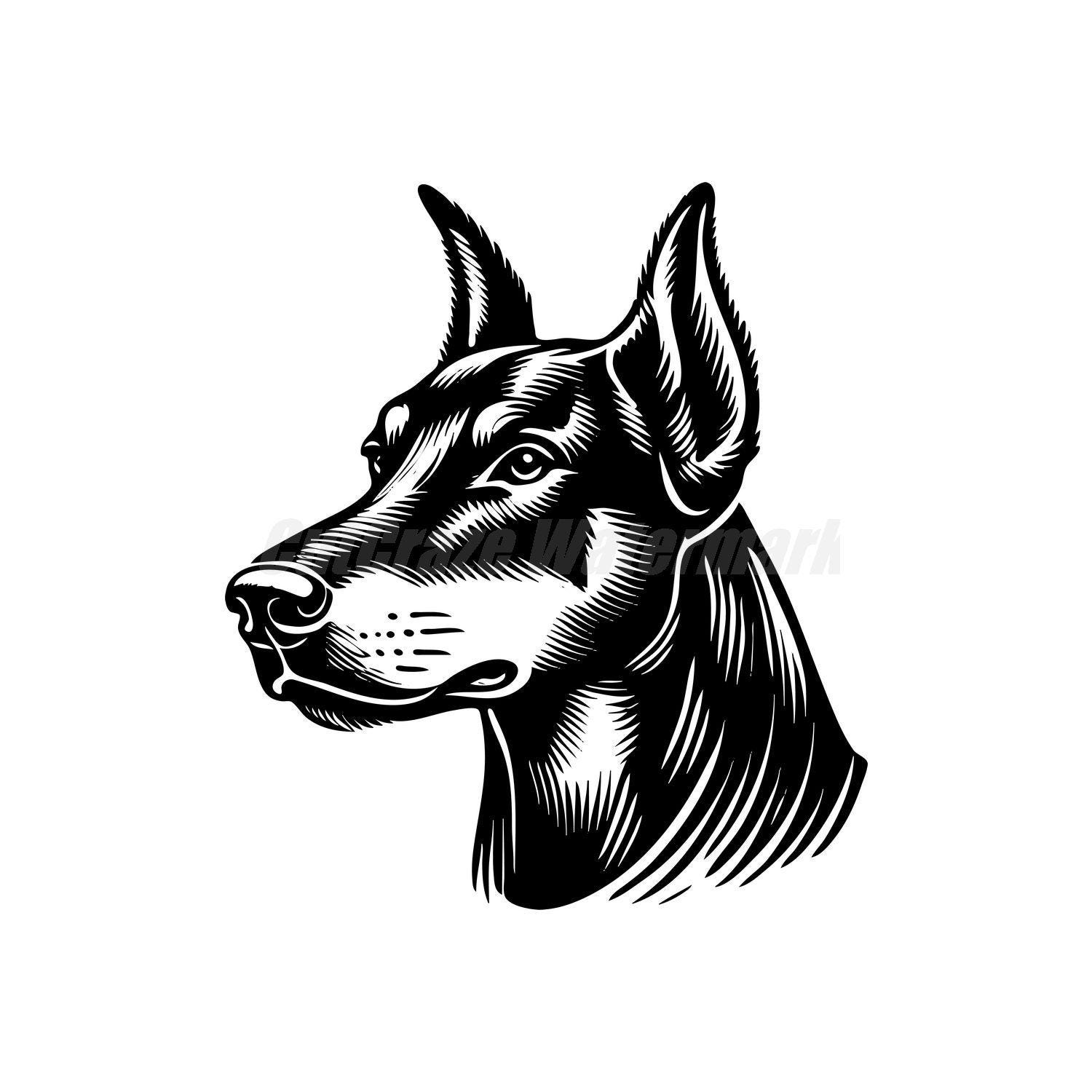 Vector Stencil Doberman Pinscher Svg Dxf and Png Files - Instant ...