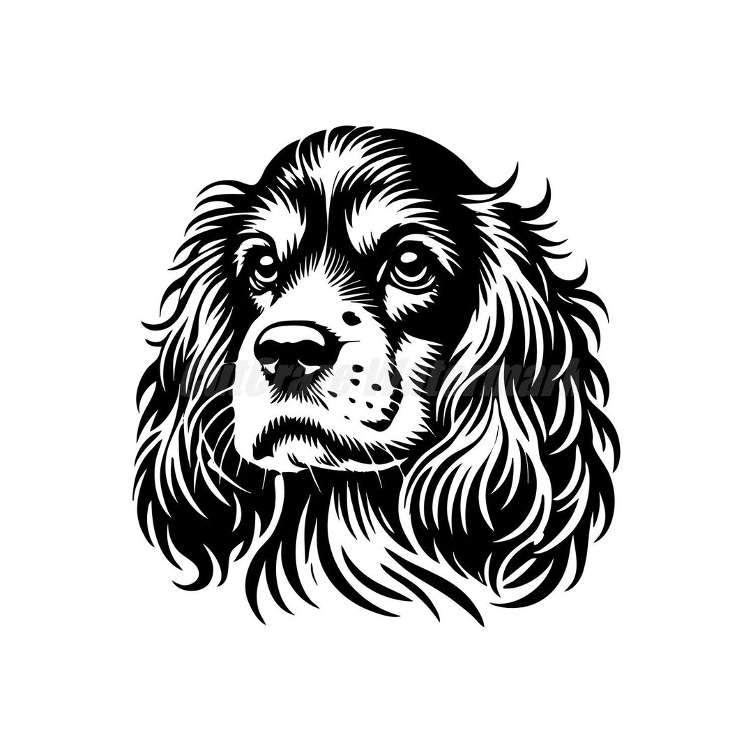 Sstencil-style Cocker Spaniel Svg Dxf and Png Files - Instant Digital ...