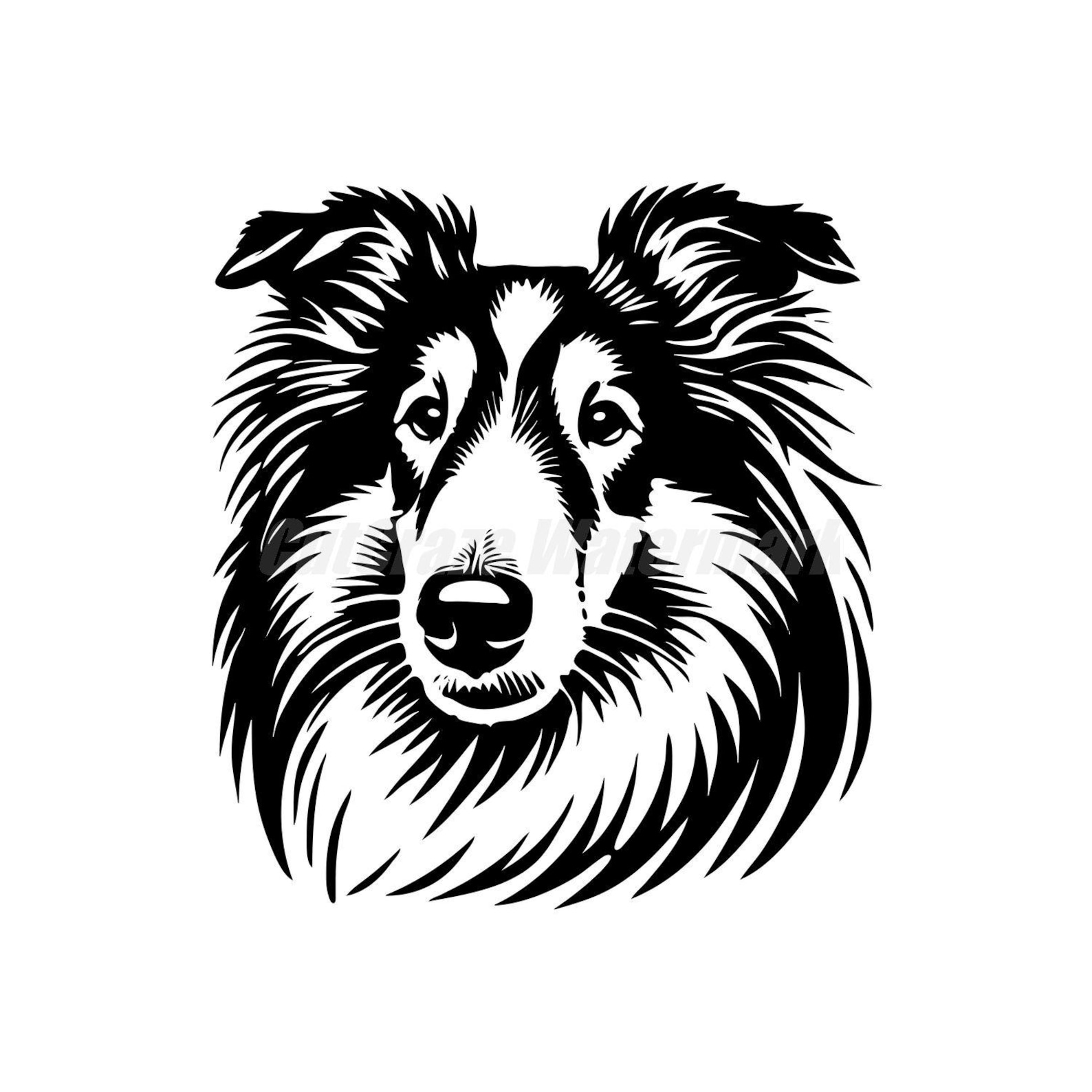 Stencil-style Collie Dog Svg Dxf and Png Files - Instant Digital ...