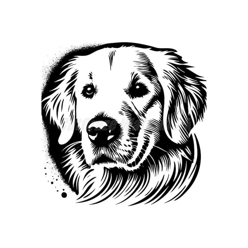 A Stencil-style Golden Retriever Svg Dxf and Png Files - Instant ...