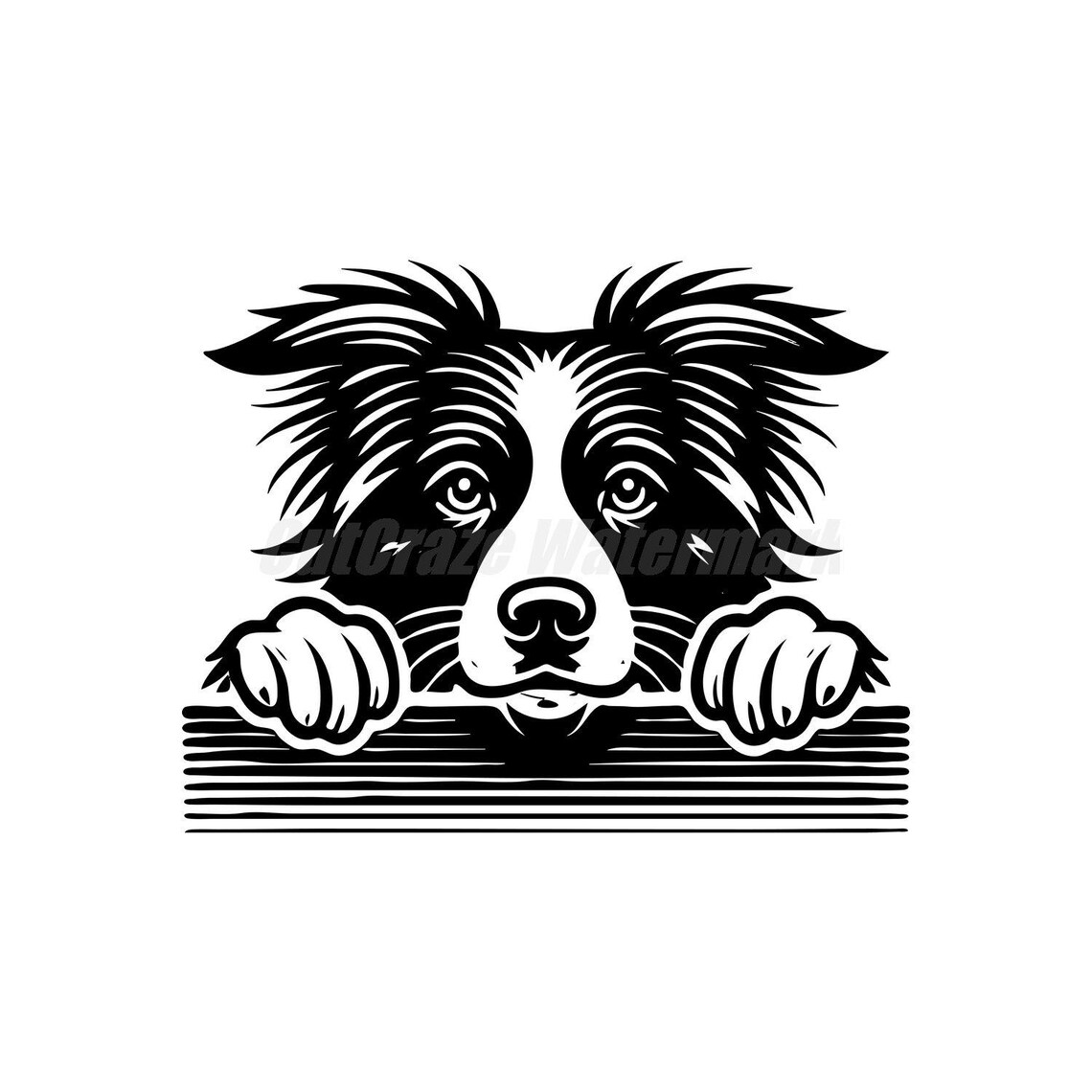 Cute Little Peeking Border Collie Svg Dxf and Png Files - Instant ...