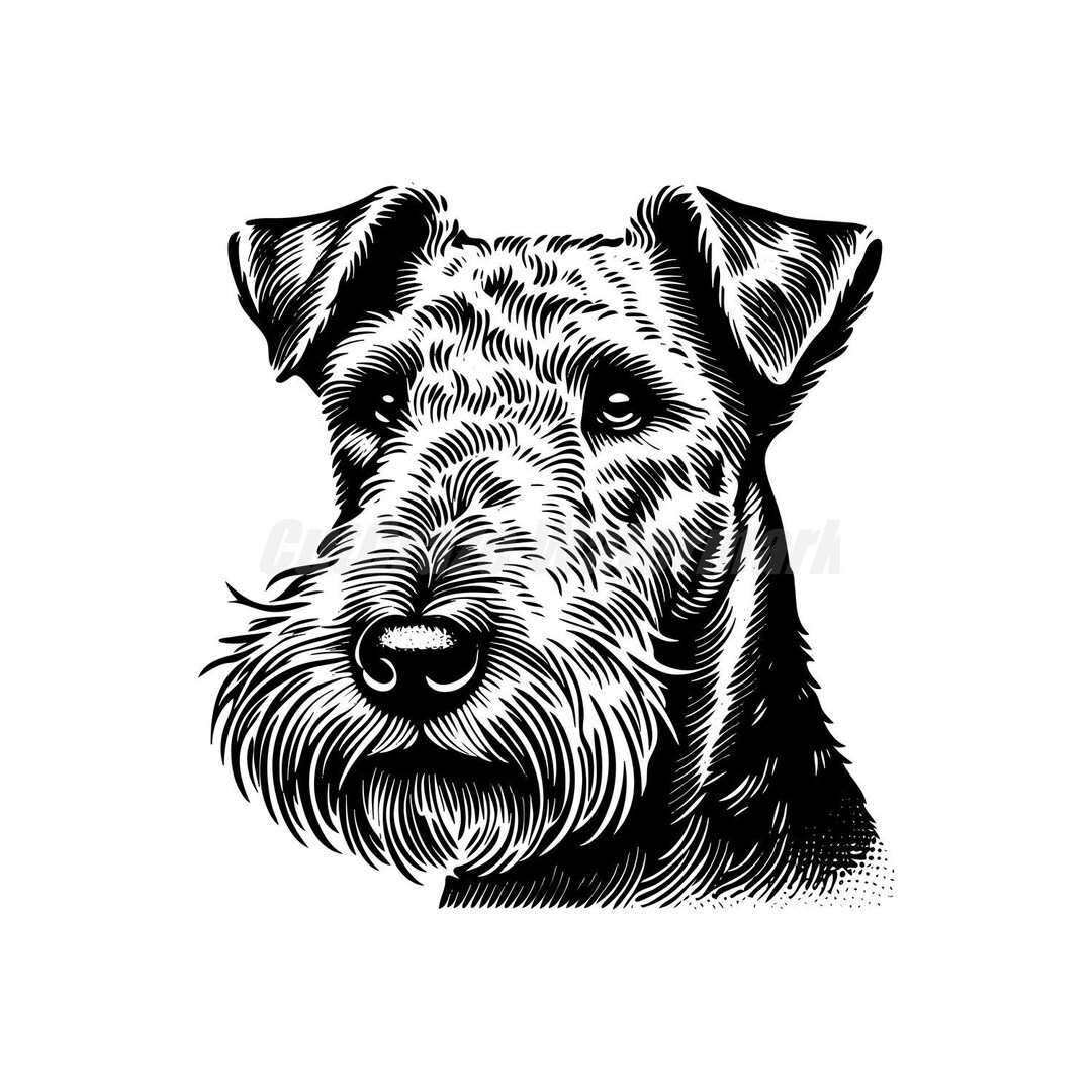 Vector Stencil Airedale Terrier Svg Dxf and Png Files - Instant Digital ...
