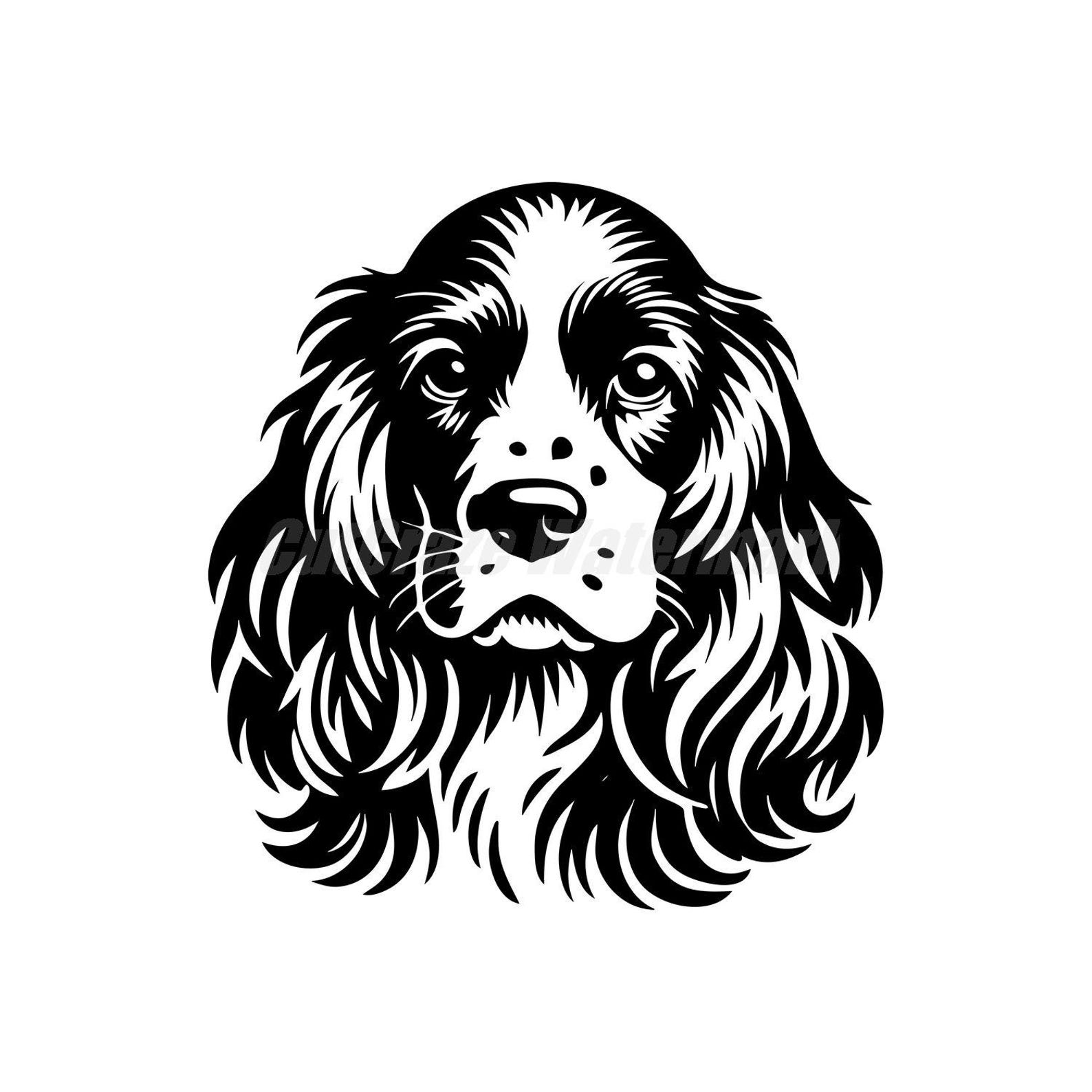 Stencil-style American Cocker Spanielsvg Dxf and Png Files - Instant ...