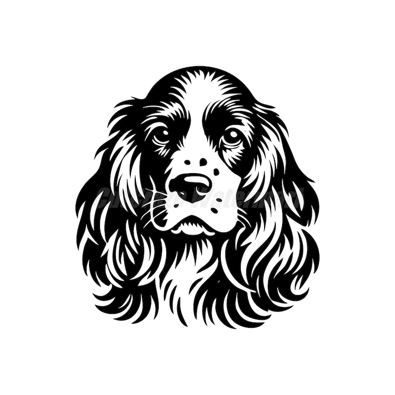 Stencil-style American Cocker Spanielsvg Dxf and Png Files - Instant ...