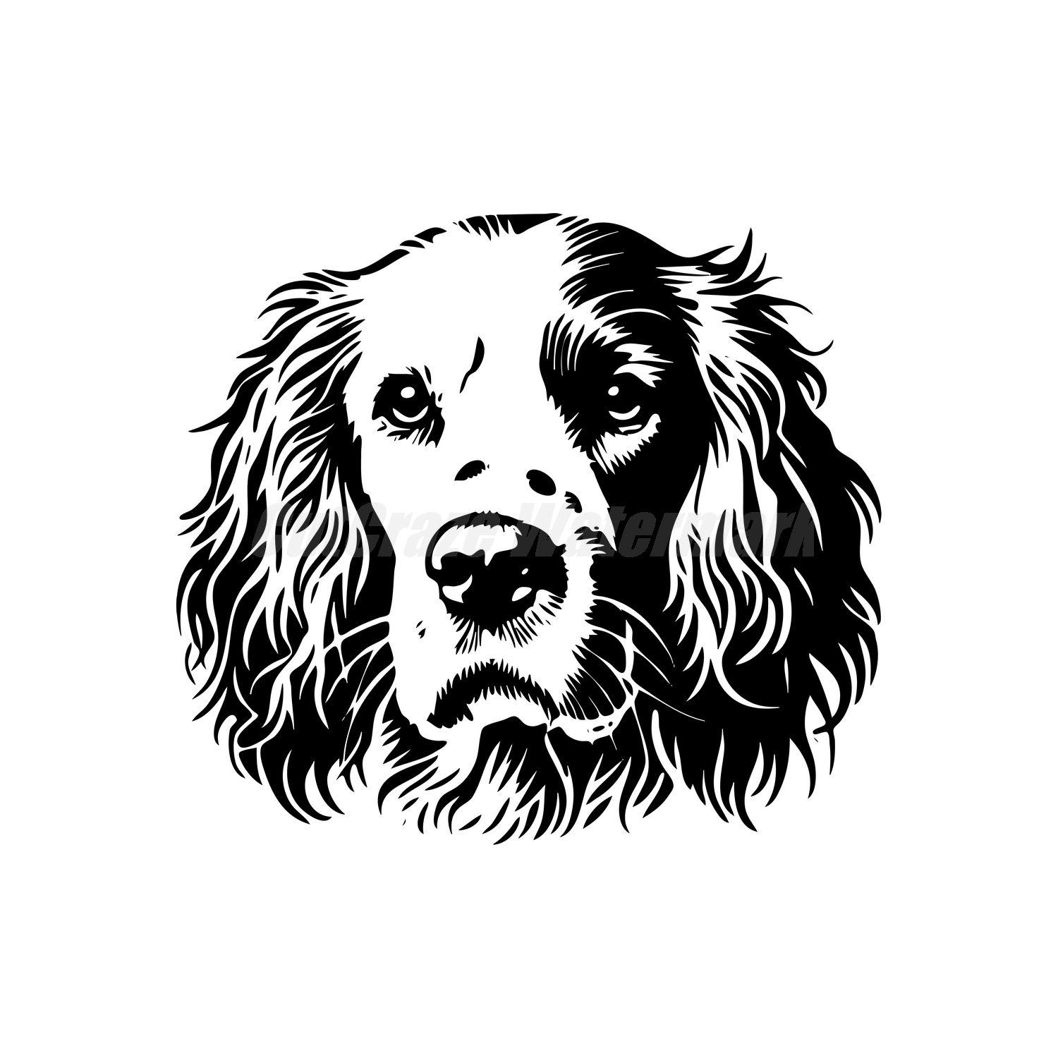 Stencil-style Clumber Spaniel Svg Dxf and Png Files - Instant Digital ...