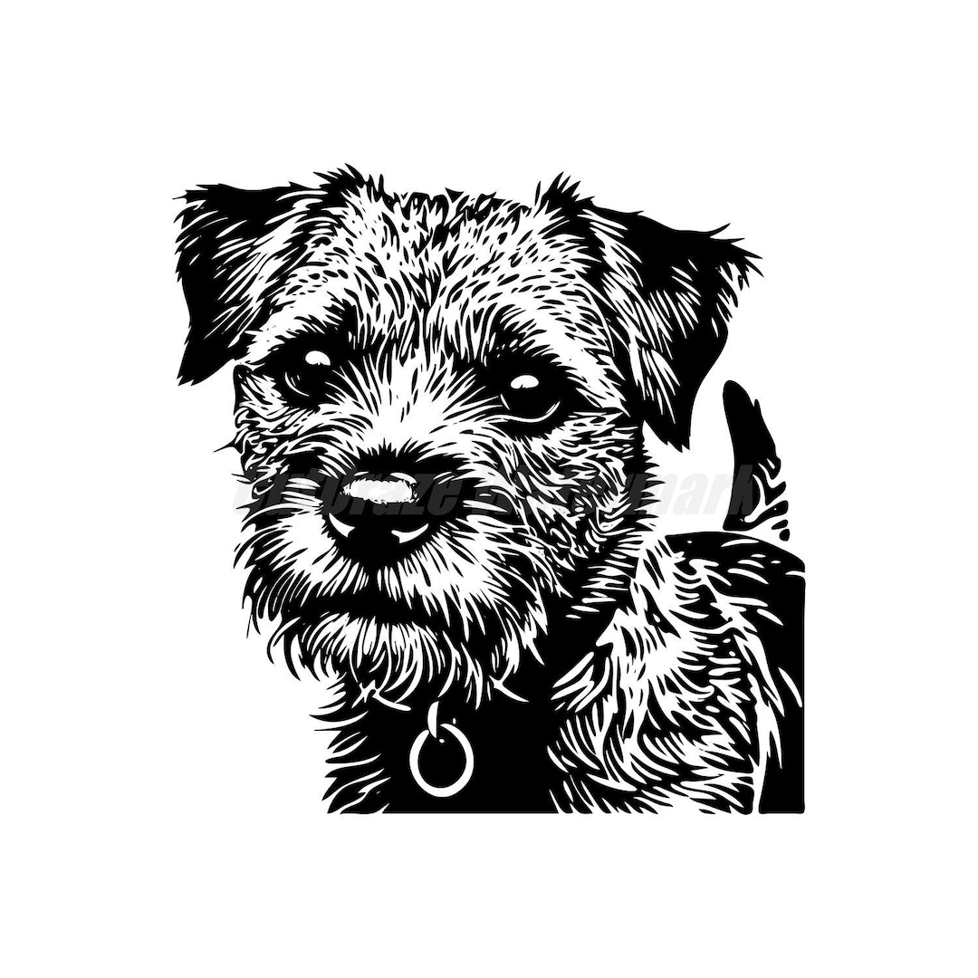 A Stencil-style Border Terrier Svg Dxf and Png Files - Instant Digital ...