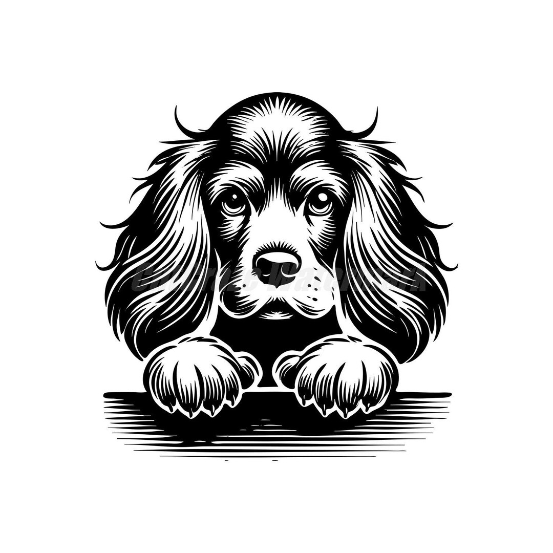 Cute Little Peeking Cocker Spaniel Svg Dxf and Png Files - Instant ...