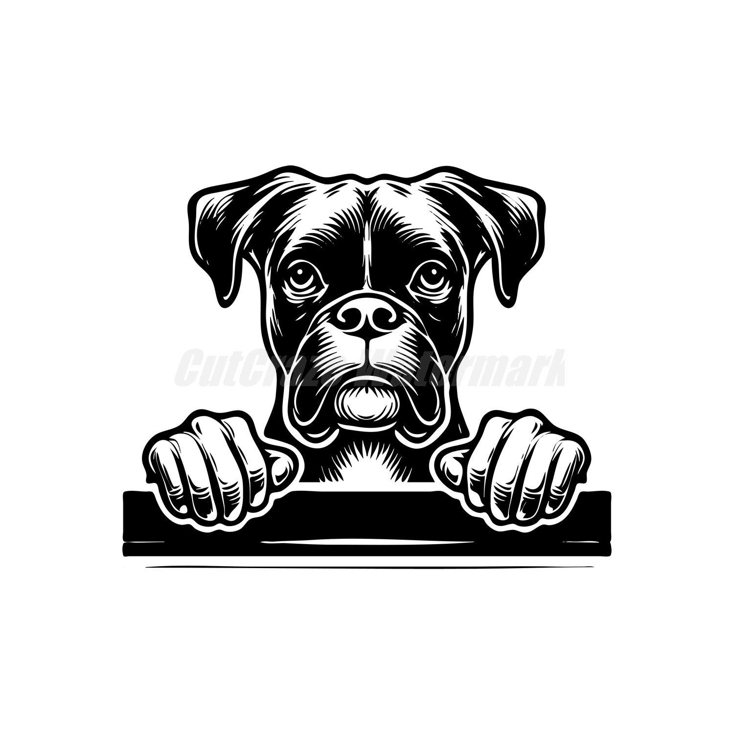 Cute Peeking Pose Boxer Dog Svg Dxf and Png Files - Instant Digital ...