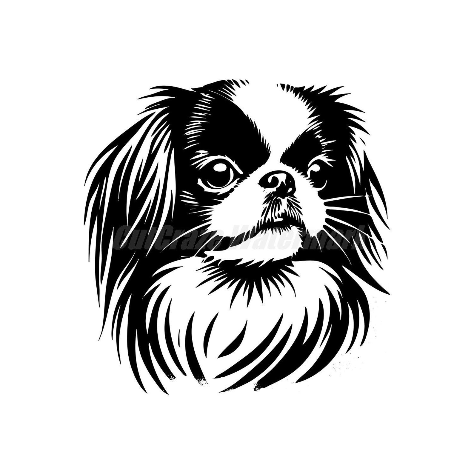 A Stencil-style Japanese Chin Svg Dxf and Png Files - Instant Digital ...