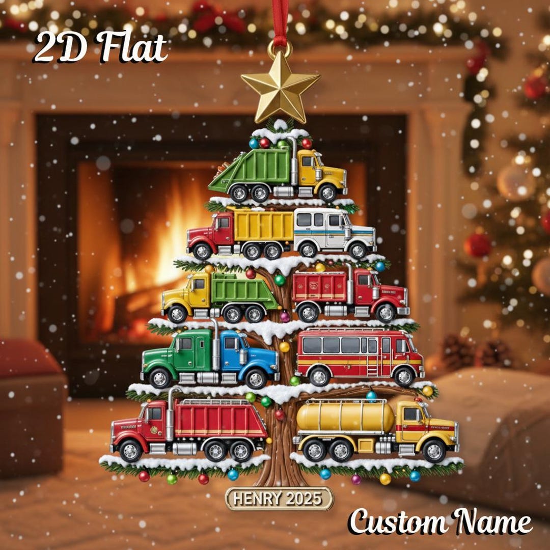 Personalized Trucks Christmas Tree Ornament, Vehicle Holiday Keepsake ...