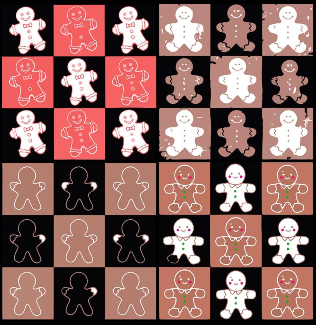 Retro Checkered Gingerbread Man PNG, Trendy Distressed Christmas PNG ...