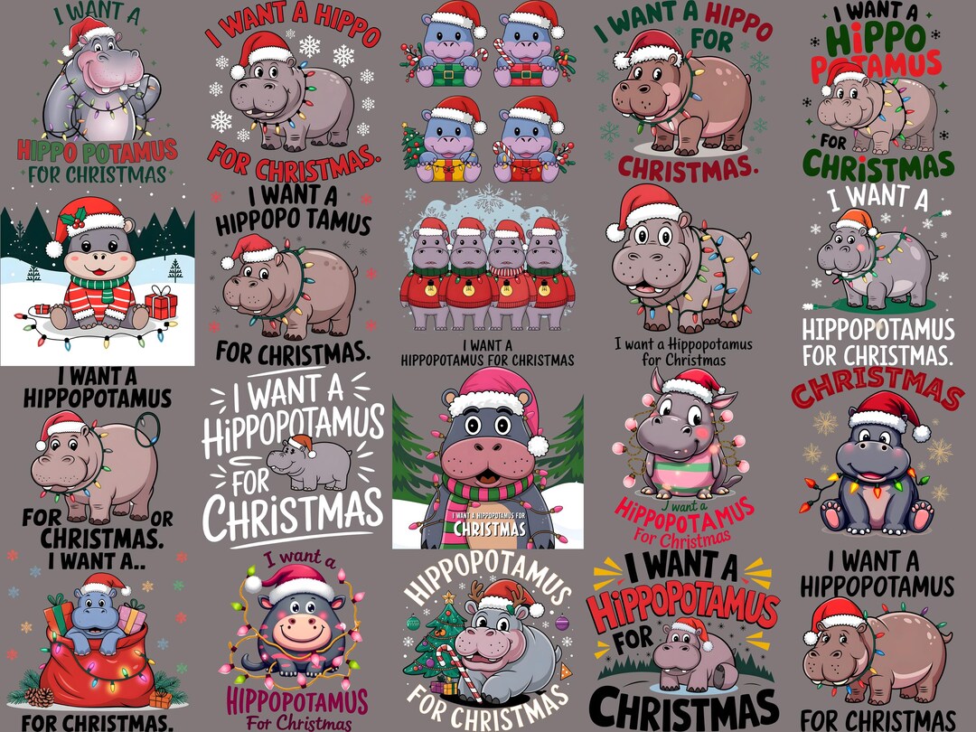 I Want a Hippopotamus for Christmas Png, Hippopotamus Christmas Png ...
