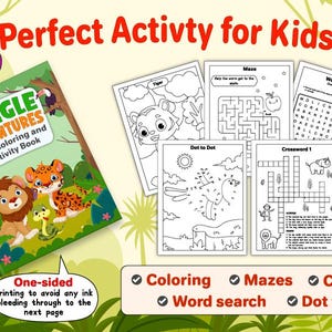 Jungle Adventures Kids Activity and Coloring Book Learn About Animals A ...
